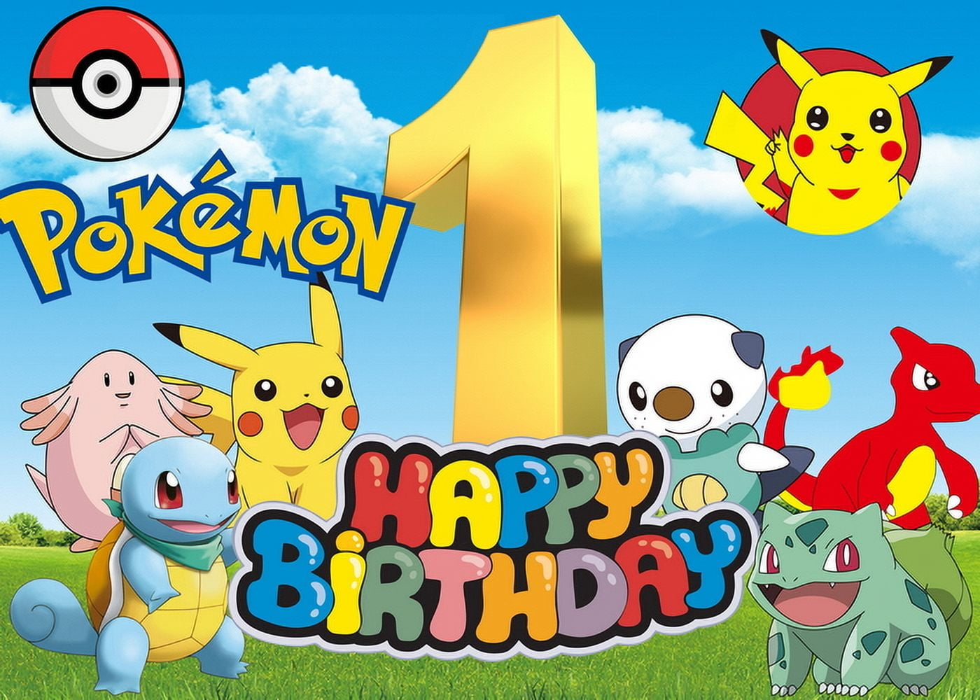 1-9 Years Old Pokemon Pikachu Theme Birthday Party Background ...