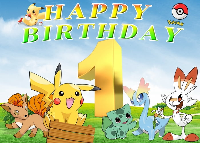 1-9 Years Old Pokemon Pikachu Theme Birthday Party Background ...
