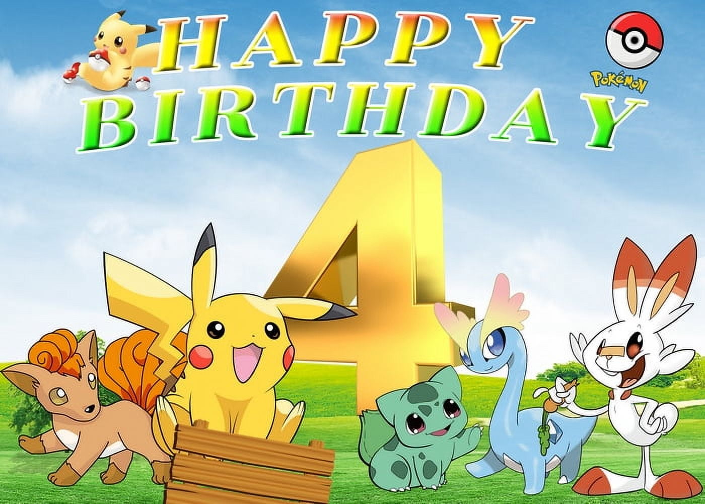 1-9 Years Old Pokemon Pikachu Theme Birthday Party Background ...