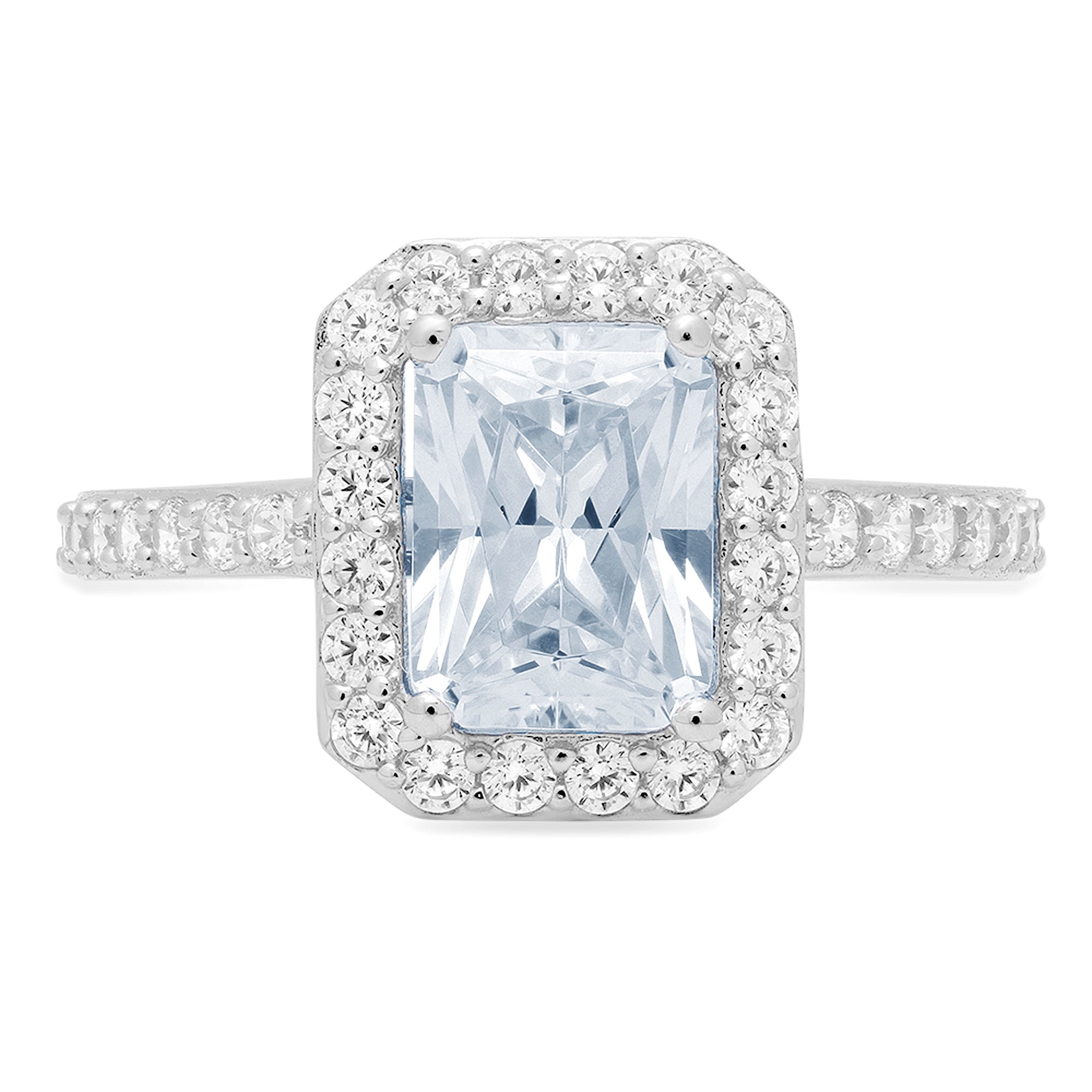1.92 ct Emerald Cut Simulated Blue Diamond Solitaire with Simulated ...