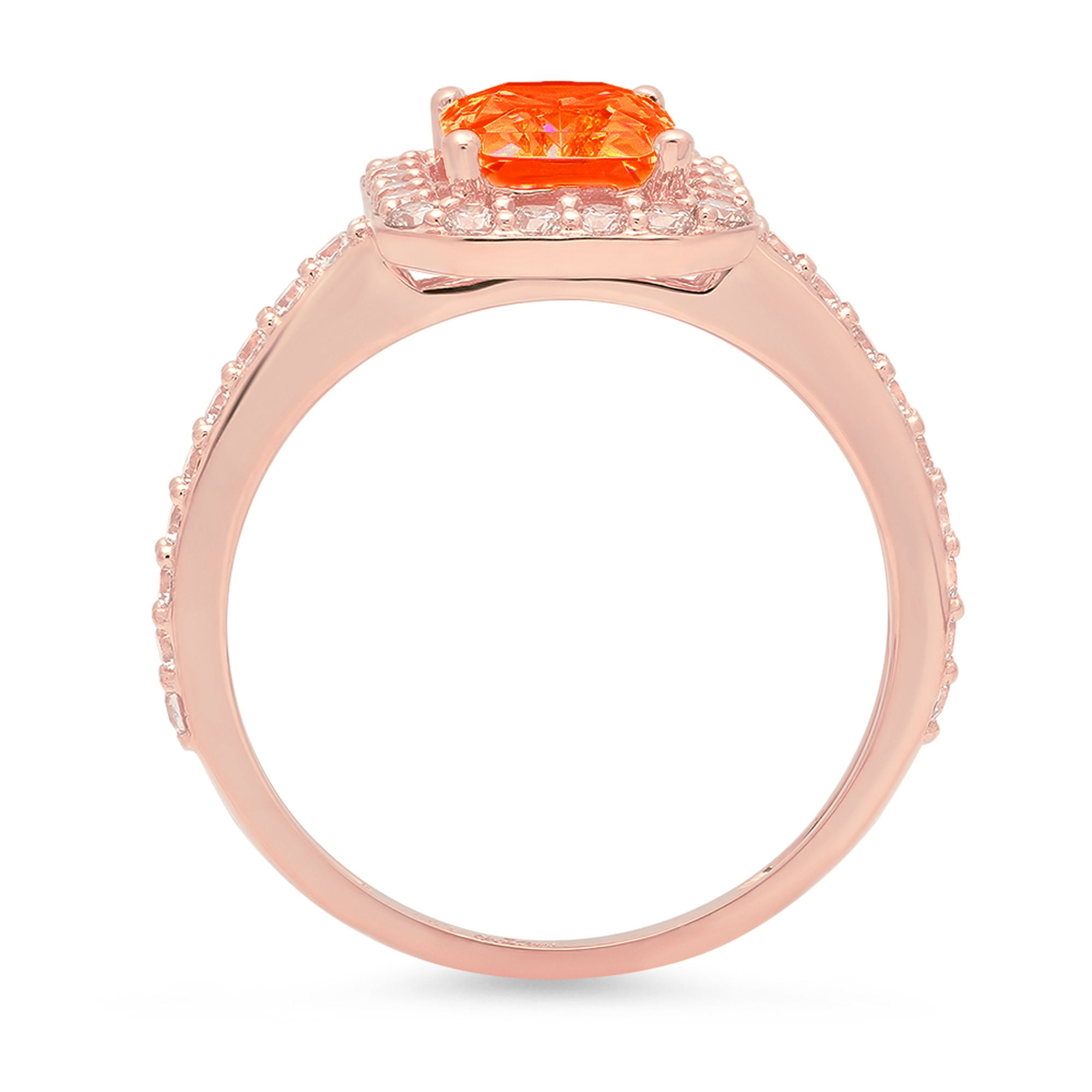 1.92 ct Emerald Cut Simulated Red Diamond Solitaire with Accents ...