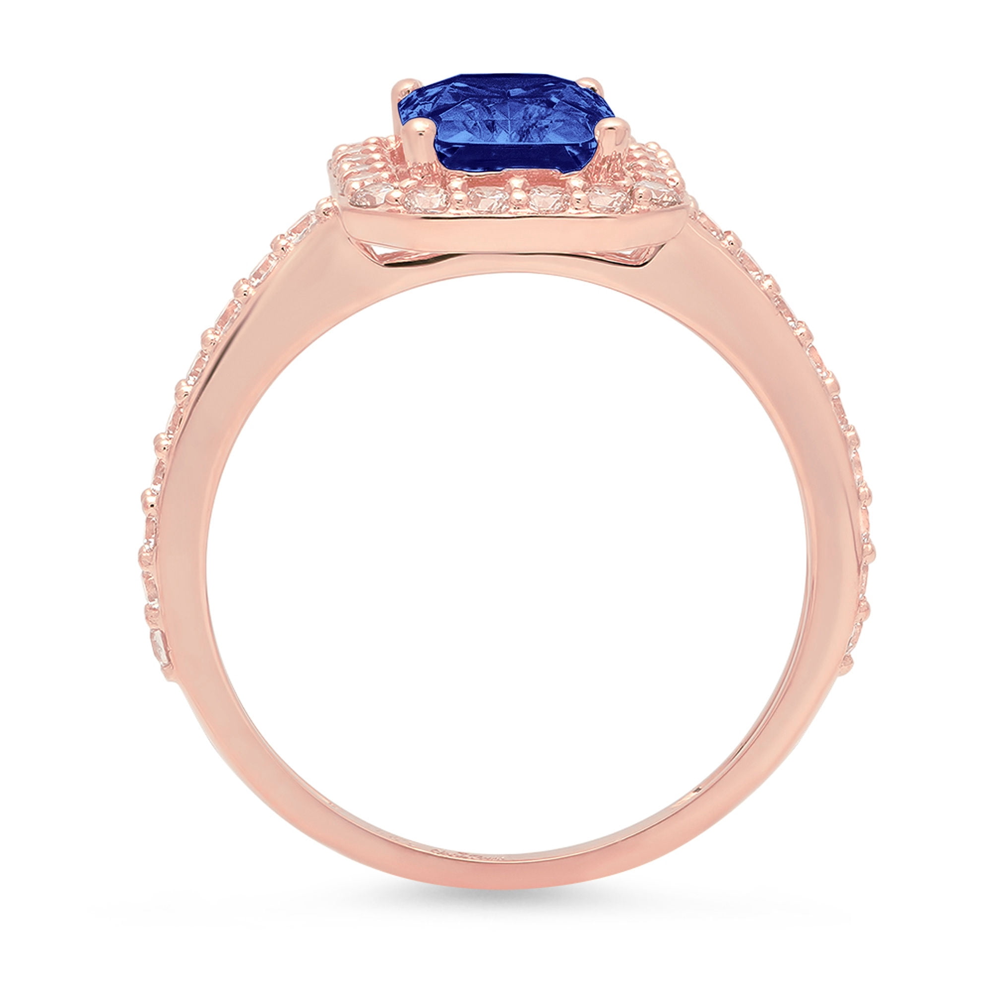 1.92 ct Emerald Cut Simulated Tanzanite Solitaire with Accents ...