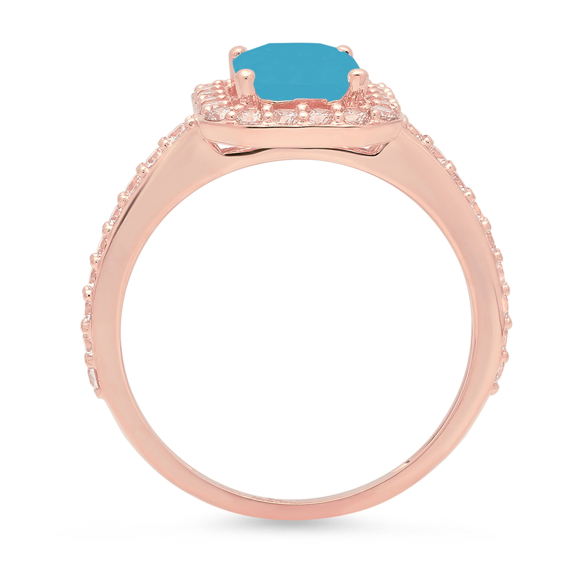 1.92 ct Emerald Cut Simulated Turquoise Solitaire with Accents ...