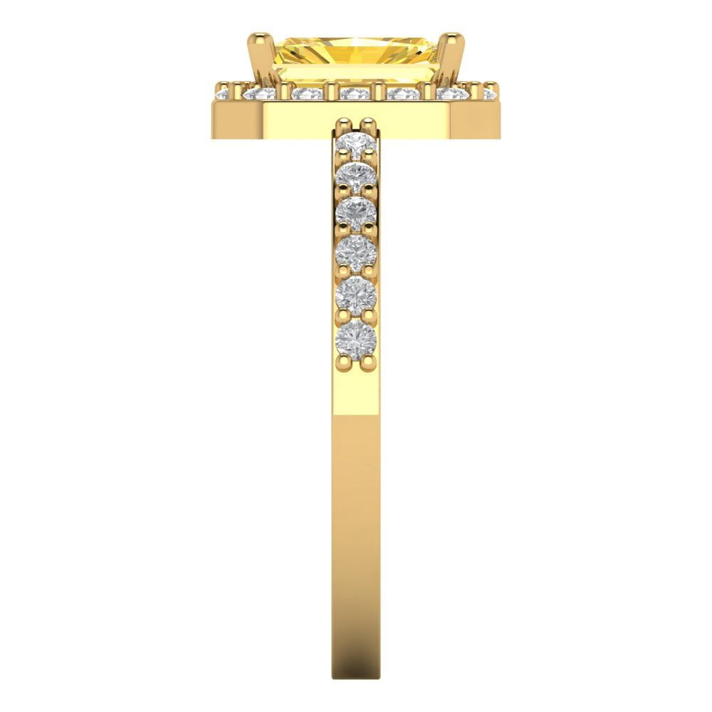 1.92 ct Emerald Cut Simulated Yellow Diamond with Simulated Diamond ...