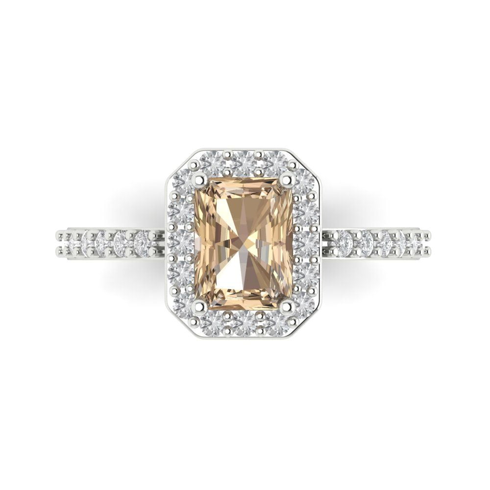 1.92 ct Emerald Cut Yellow Moissanite Solitaire with Simulated Diamond ...
