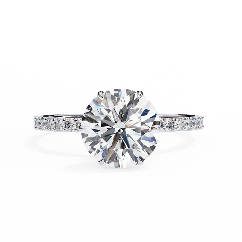 1.92CT Round Cut Lab Created Diamond 14k White Gold With Hidden Halo Engagement Ring, Pave Set ...