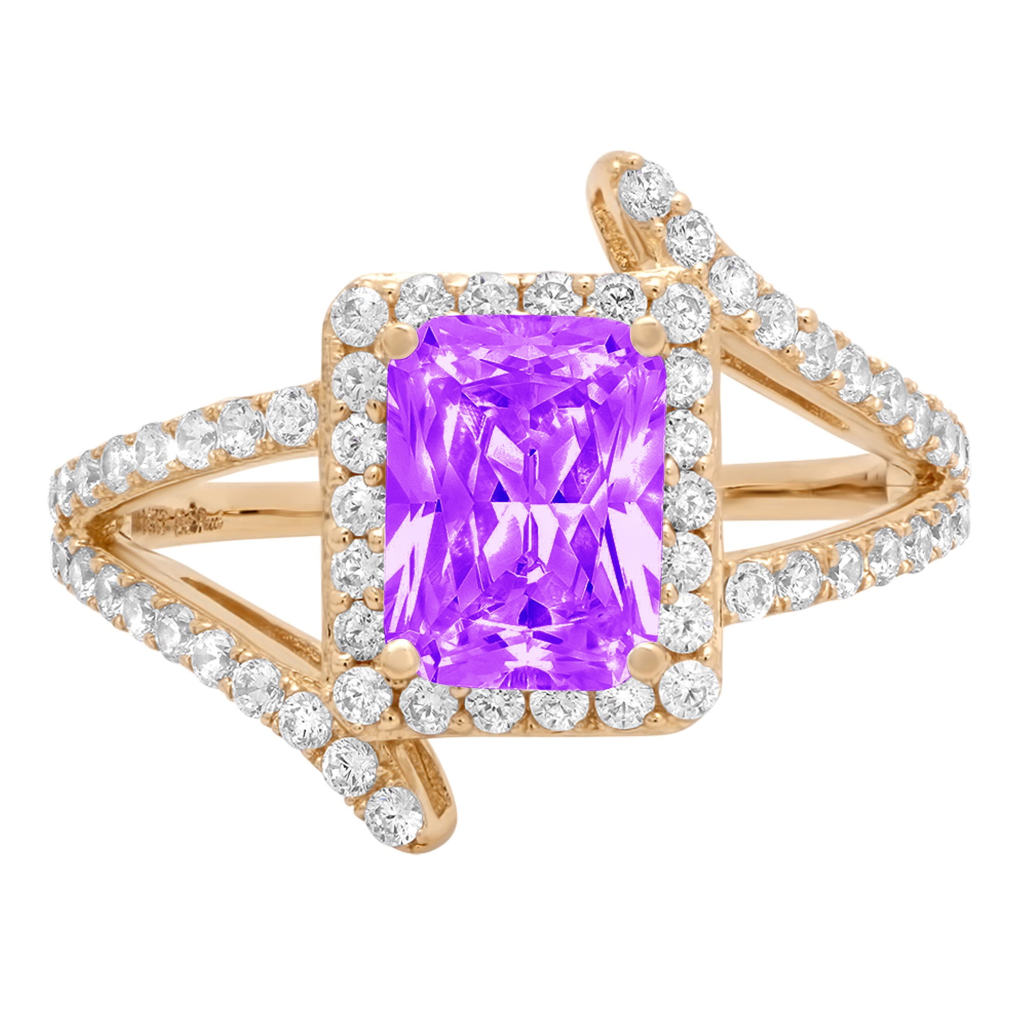 1.935 ct Emerald Cut Natural Amethyst Solitaire with Simulated Diamond ...