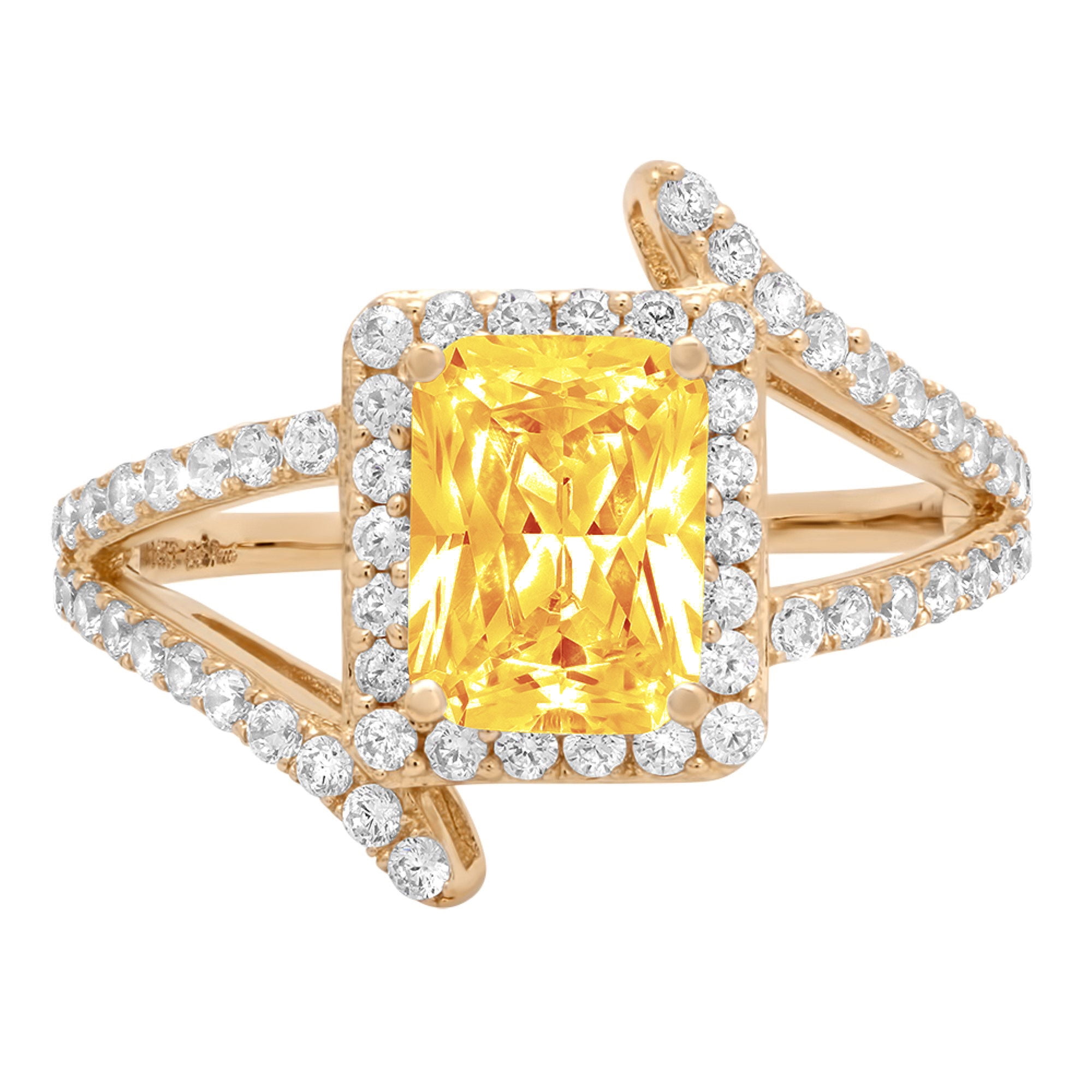 1.935 ct Emerald Cut Natural Citrine Solitaire with Simulated Diamond ...