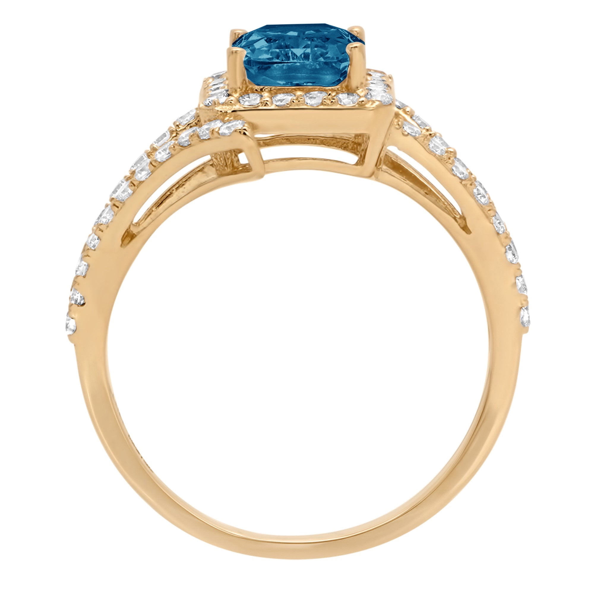 1.935 ct Emerald Cut Natural London Blue Topaz Solitaire with Accents ...