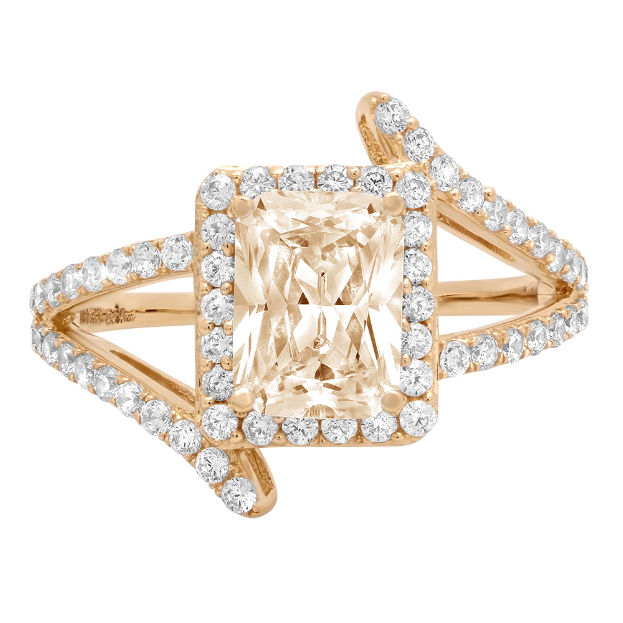 1.935 ct Emerald Cut Natural Morganite Solitaire with Simulated Diamond ...