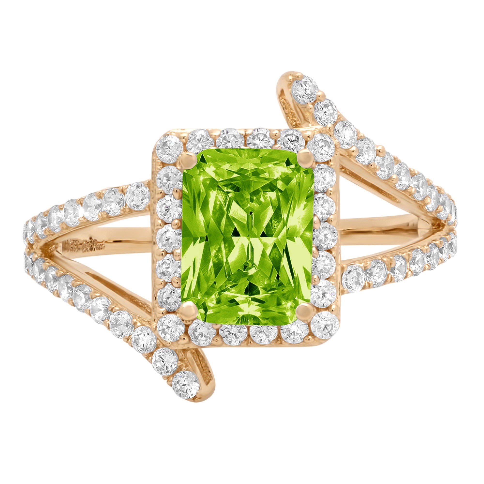 1.935 ct Emerald Cut Natural Peridot Solitaire with Simulated Diamond ...