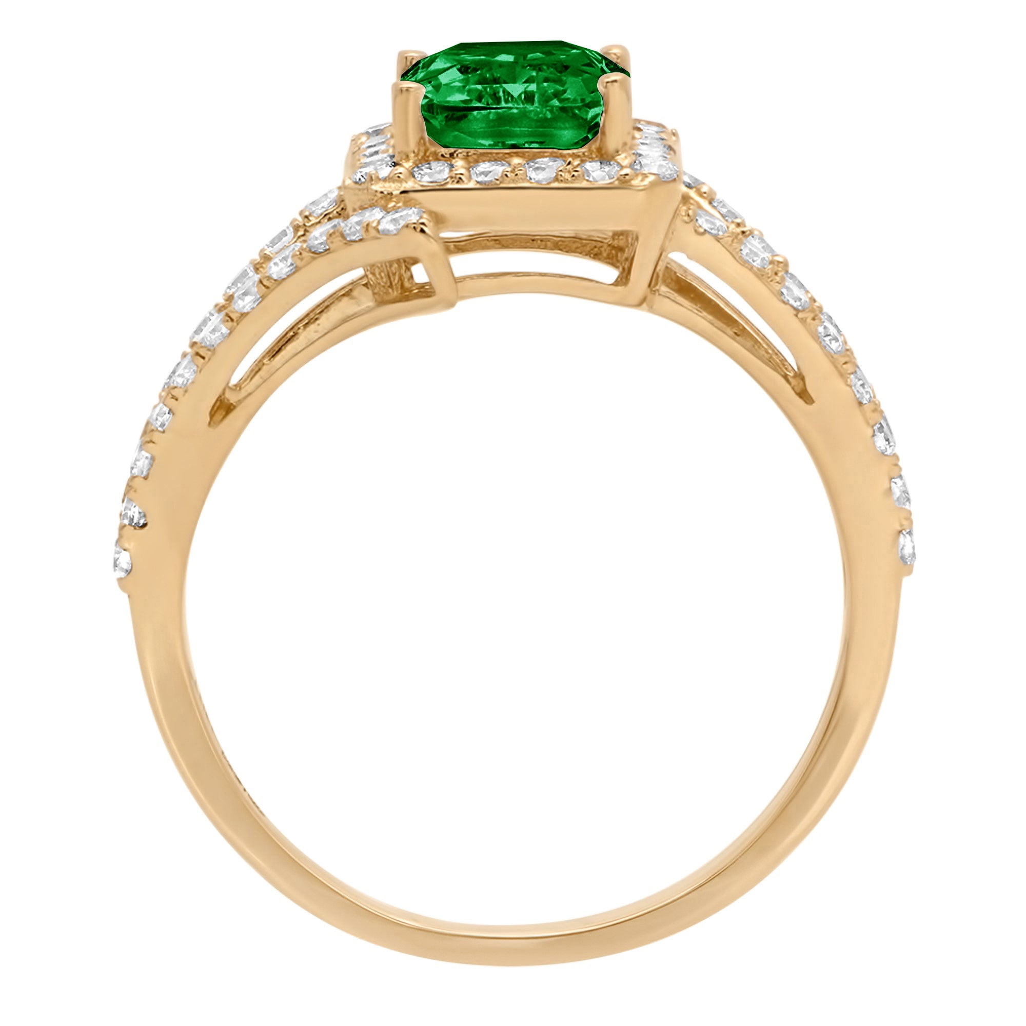 1.935 ct Emerald Cut Simulated Emerald Solitaire with Accents ...