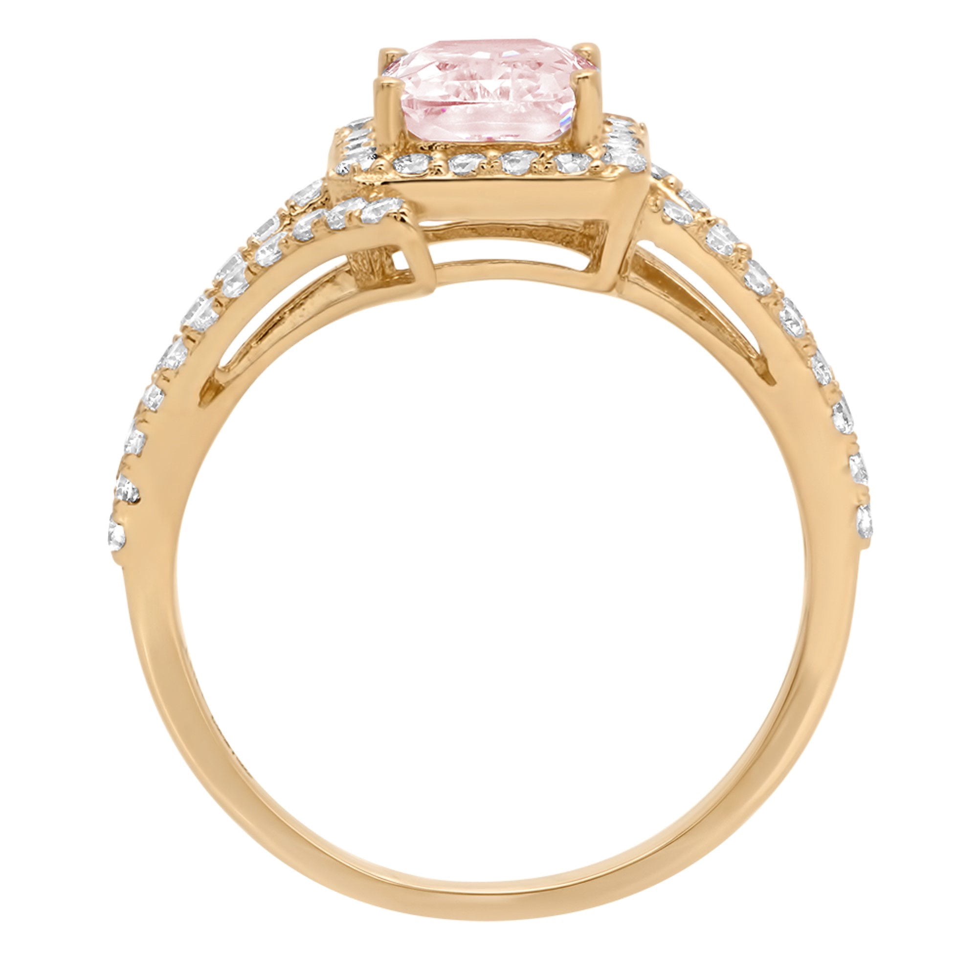 1.935 ct Emerald Cut Simulated Pink Diamond Solitaire with Accents ...