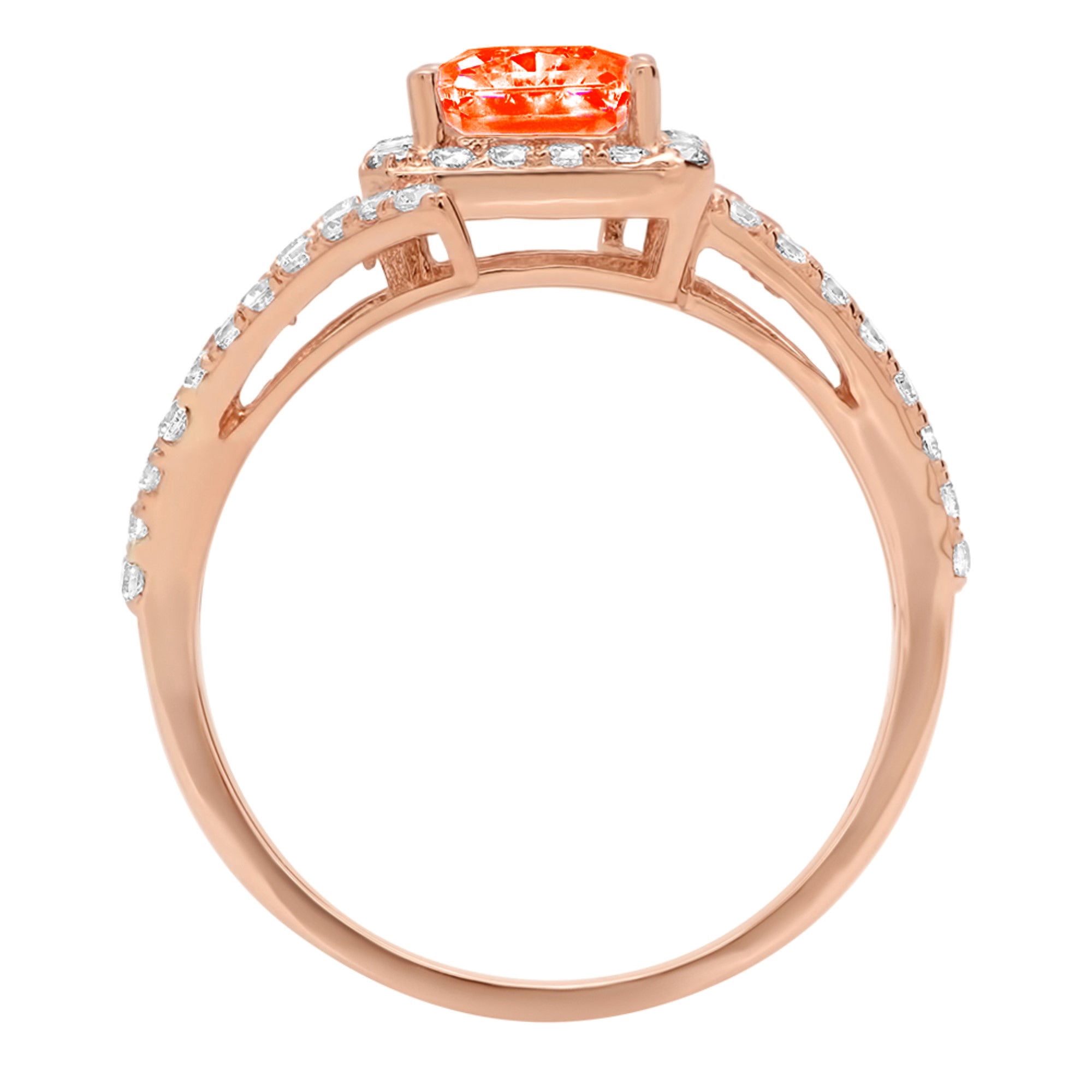 1.935 ct Emerald Cut Simulated Red Diamond Solitaire with Accents ...