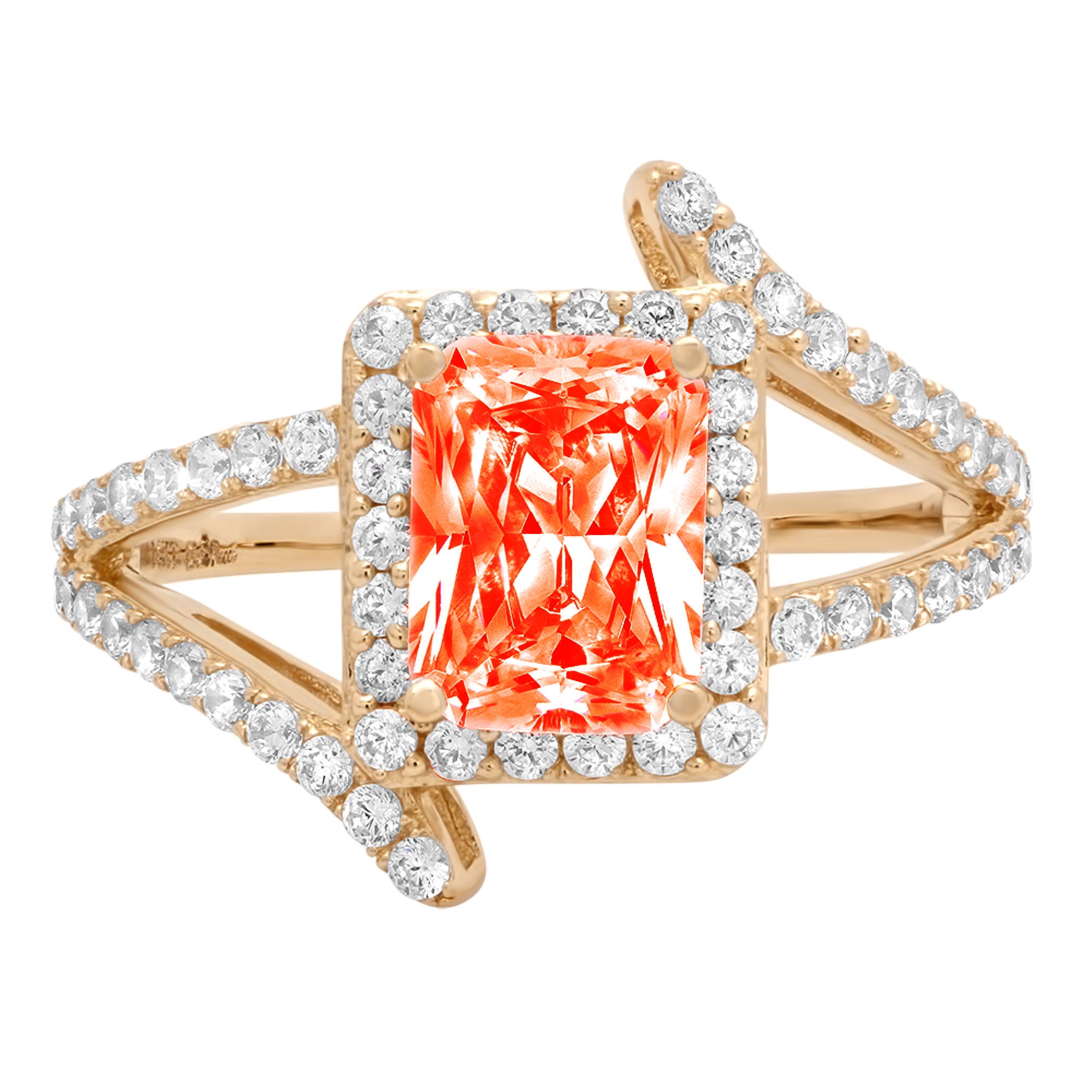 1.935 ct Emerald Cut Simulated Red Diamond Solitaire with Simulated ...