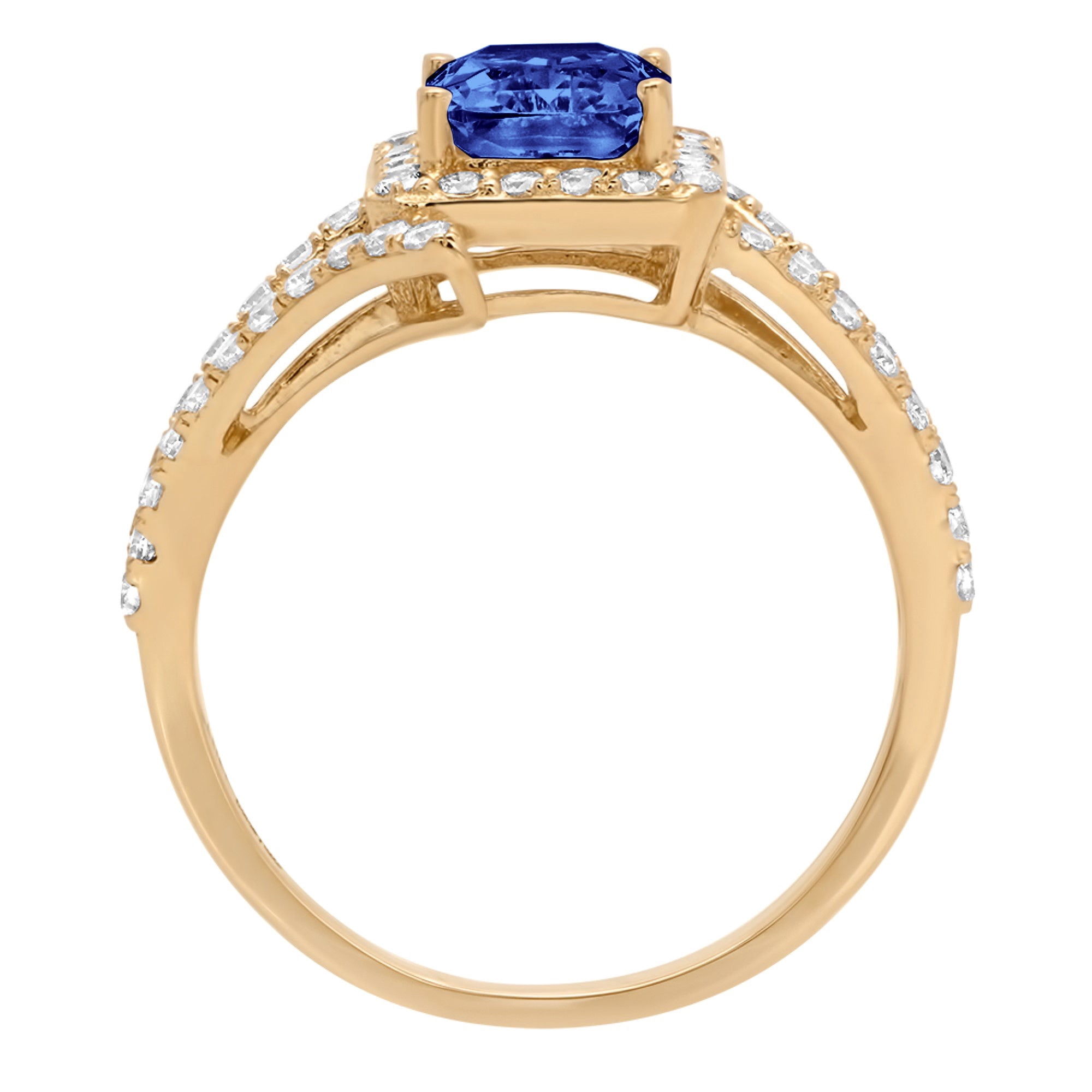 1.935 ct Emerald Cut Simulated Tanzanite Solitaire with Accents ...