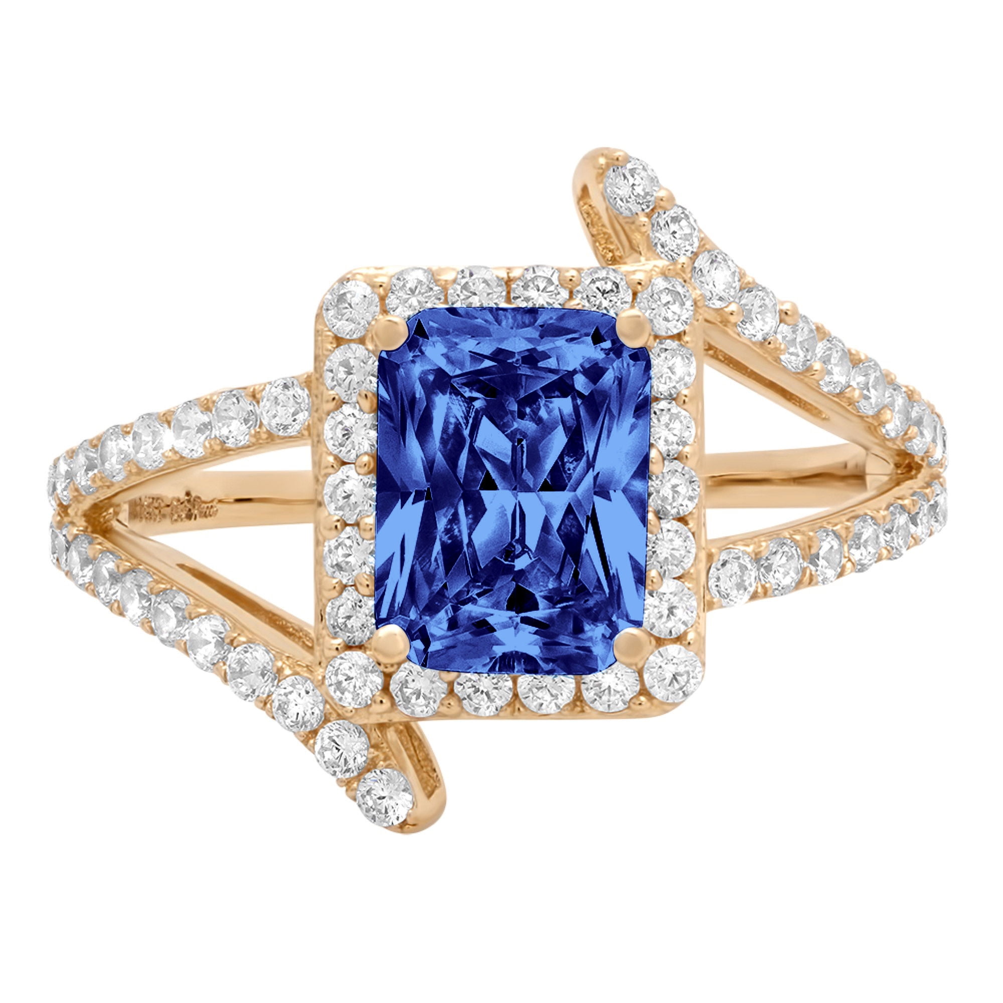 1.935 ct Emerald Cut Simulated Tanzanite Solitaire with Simulated ...