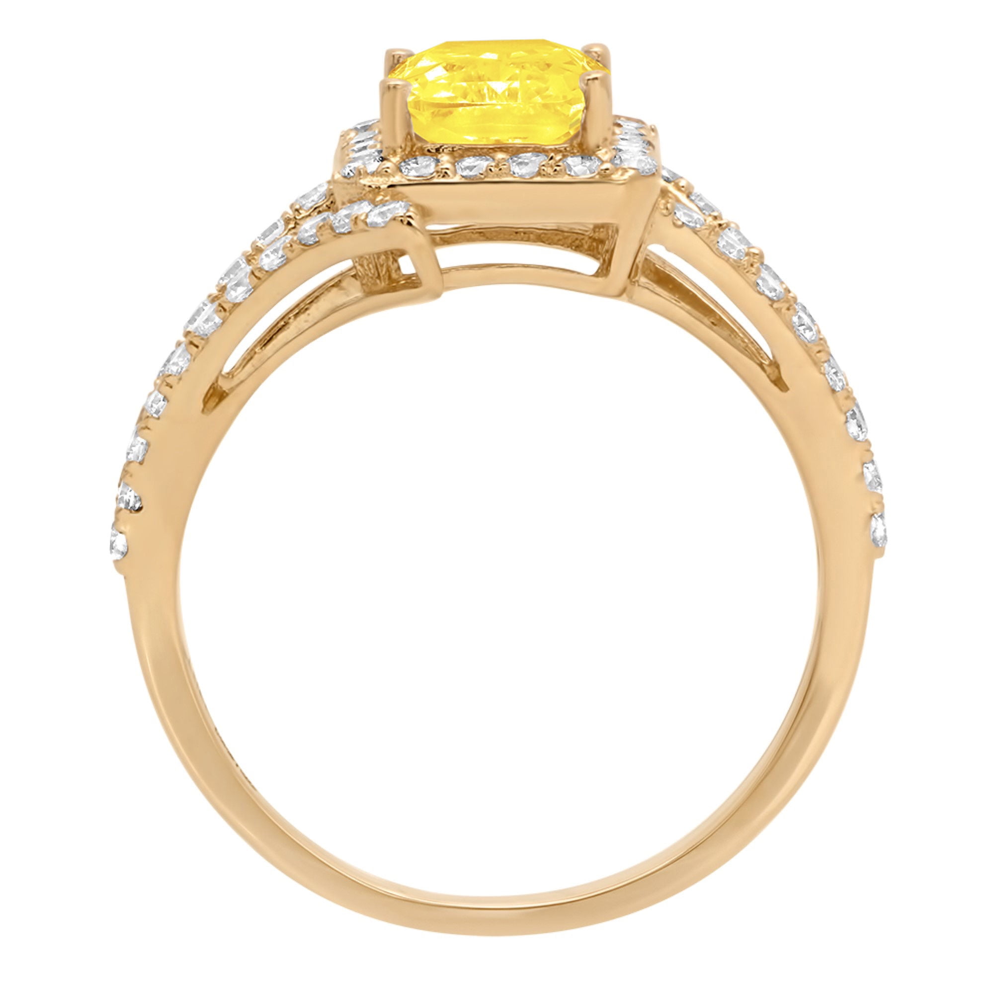 1.935 ct Emerald Cut Simulated Yellow Diamond Solitaire with Accents ...