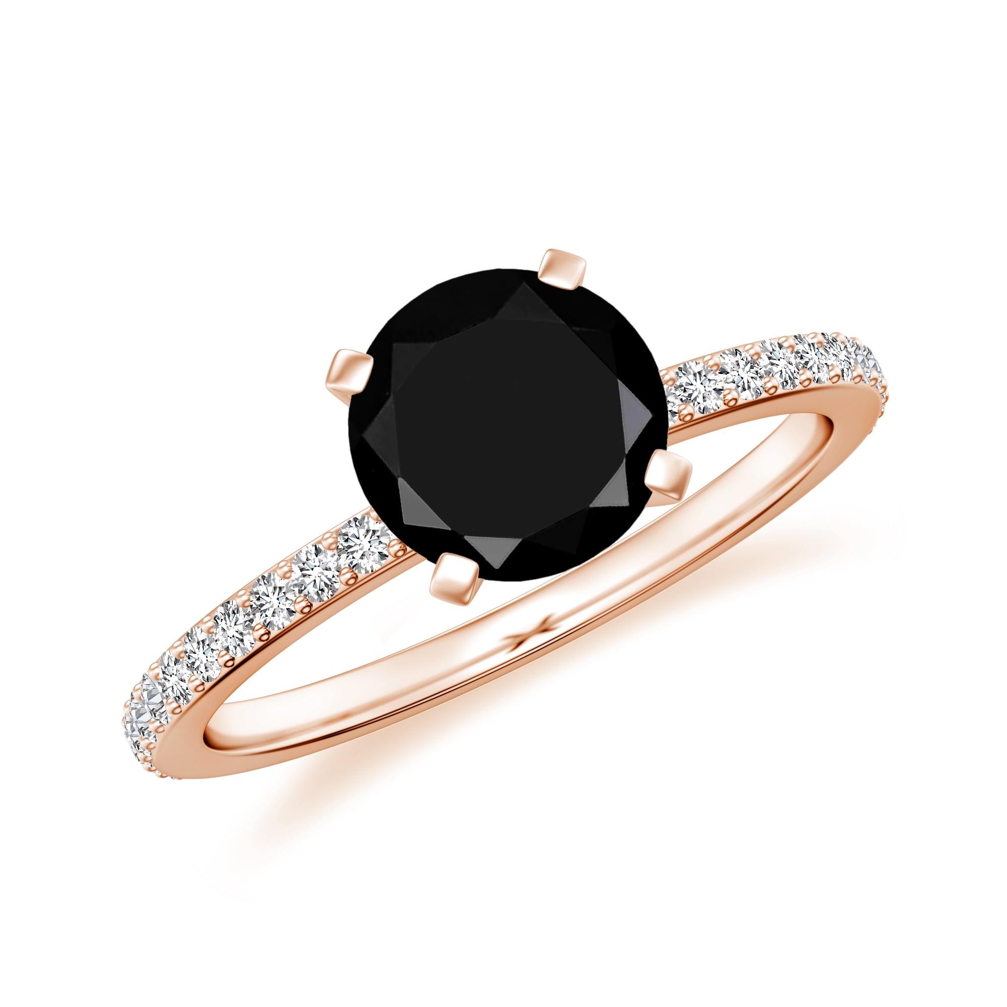 1.94 CT Black Onyx Moissanite Ring Side Stone Engagement Ring in ...