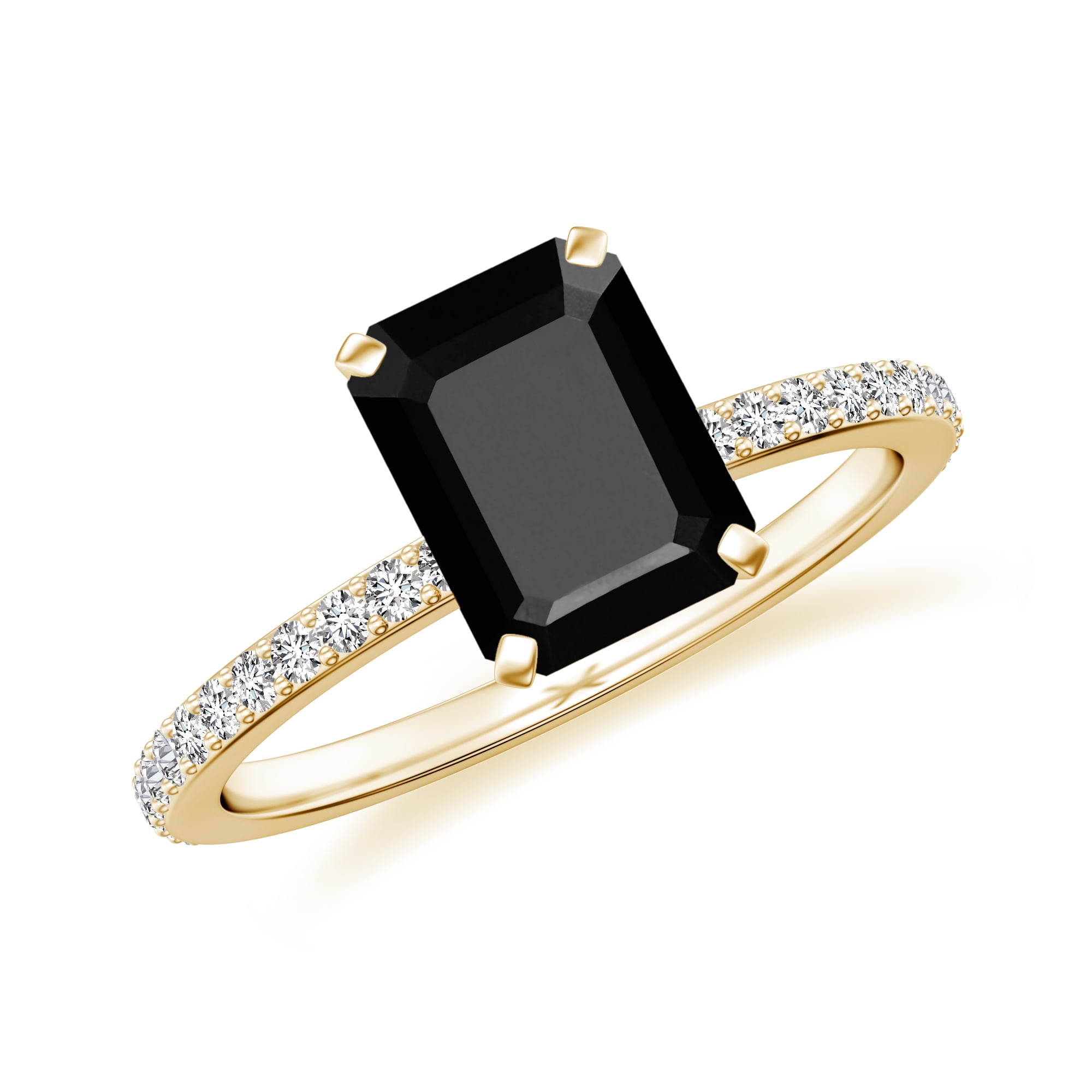 1.94 CT Black Onyx Moissanite Ring Side Stone Engagement Ring in ...