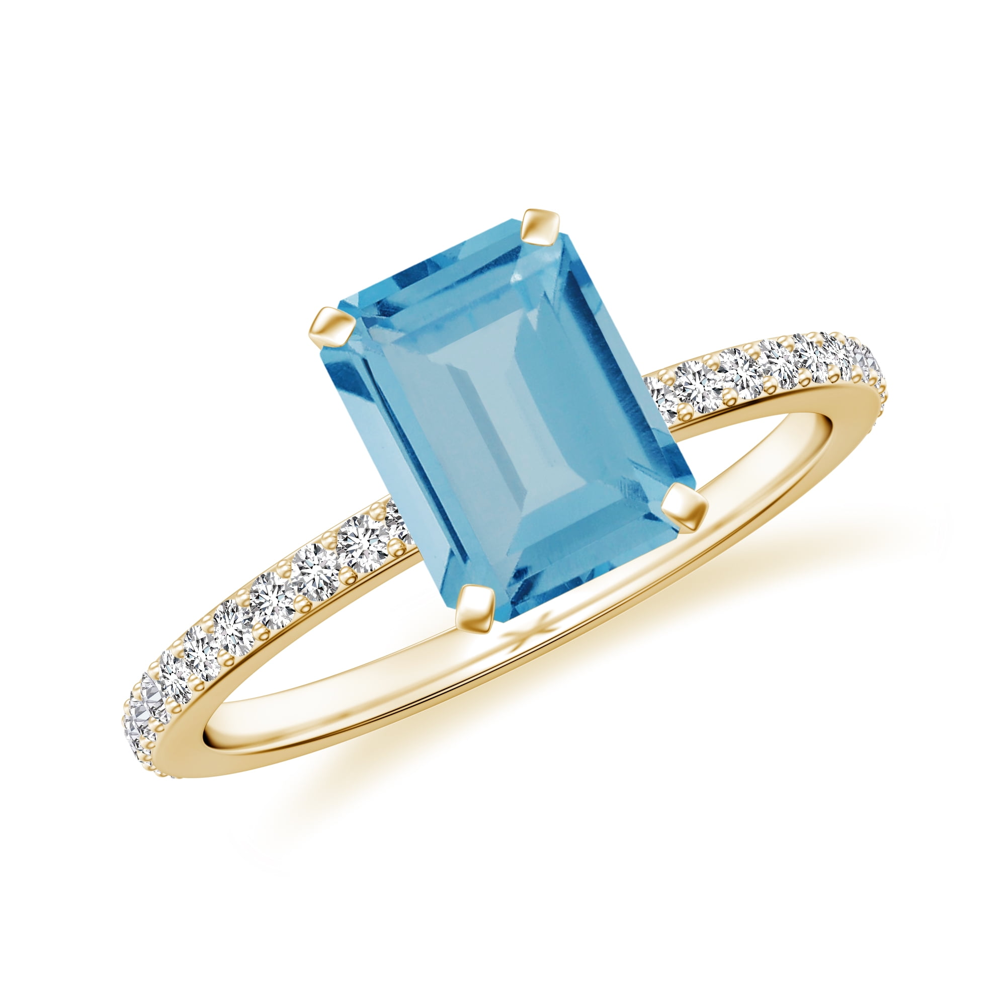 1.94 CT Blue Topaz Moissanite Ring Side Stone Engagement Ring in ...