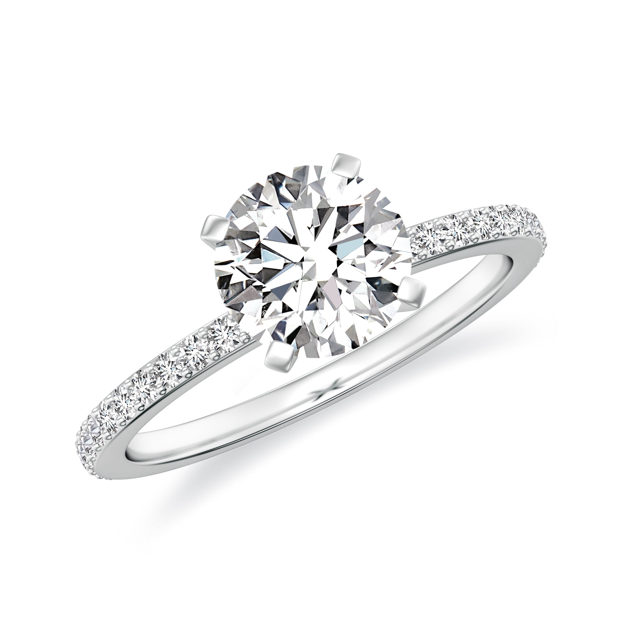 1.94 CT Diamond Moissanite Ring Side Stone Engagement Ring in Sterling ...