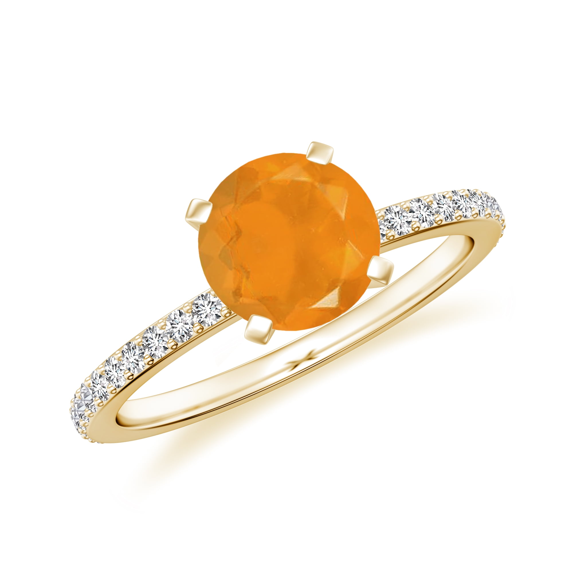 1.94 CT Fire Opal Moissanite Ring Side Stone Engagement Ring in Sterling Silver/ Yellow Gold ...