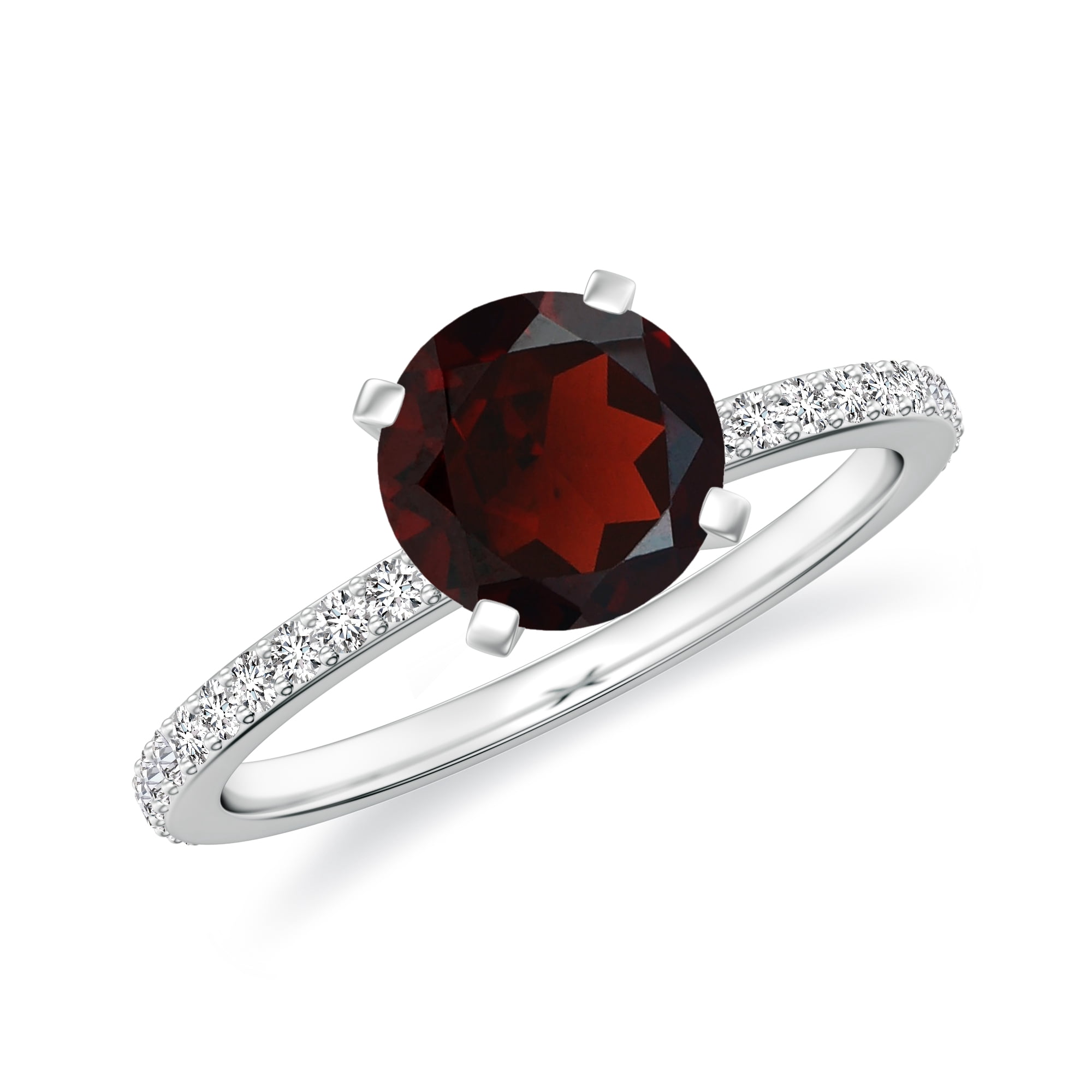 1.94 CT Garnet Moissanite Ring Side Stone Engagement Ring in Sterling ...