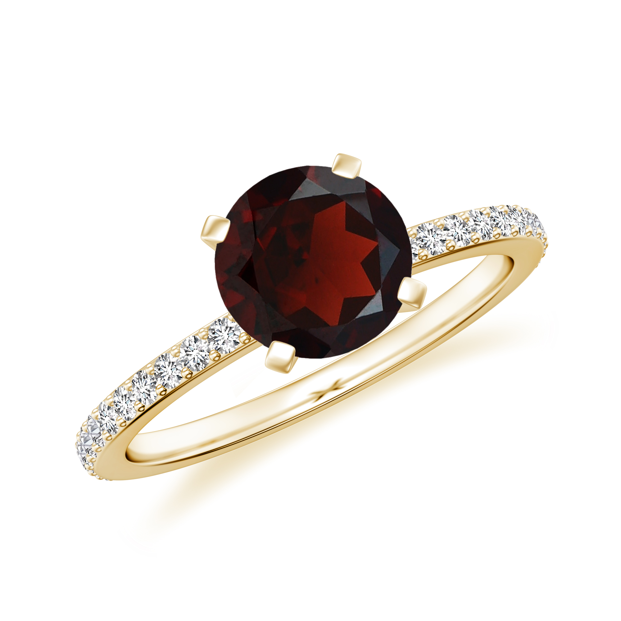 1.94 CT Garnet Moissanite Ring Side Stone Engagement Ring in Sterling Silver/ Yellow Gold Plated ...
