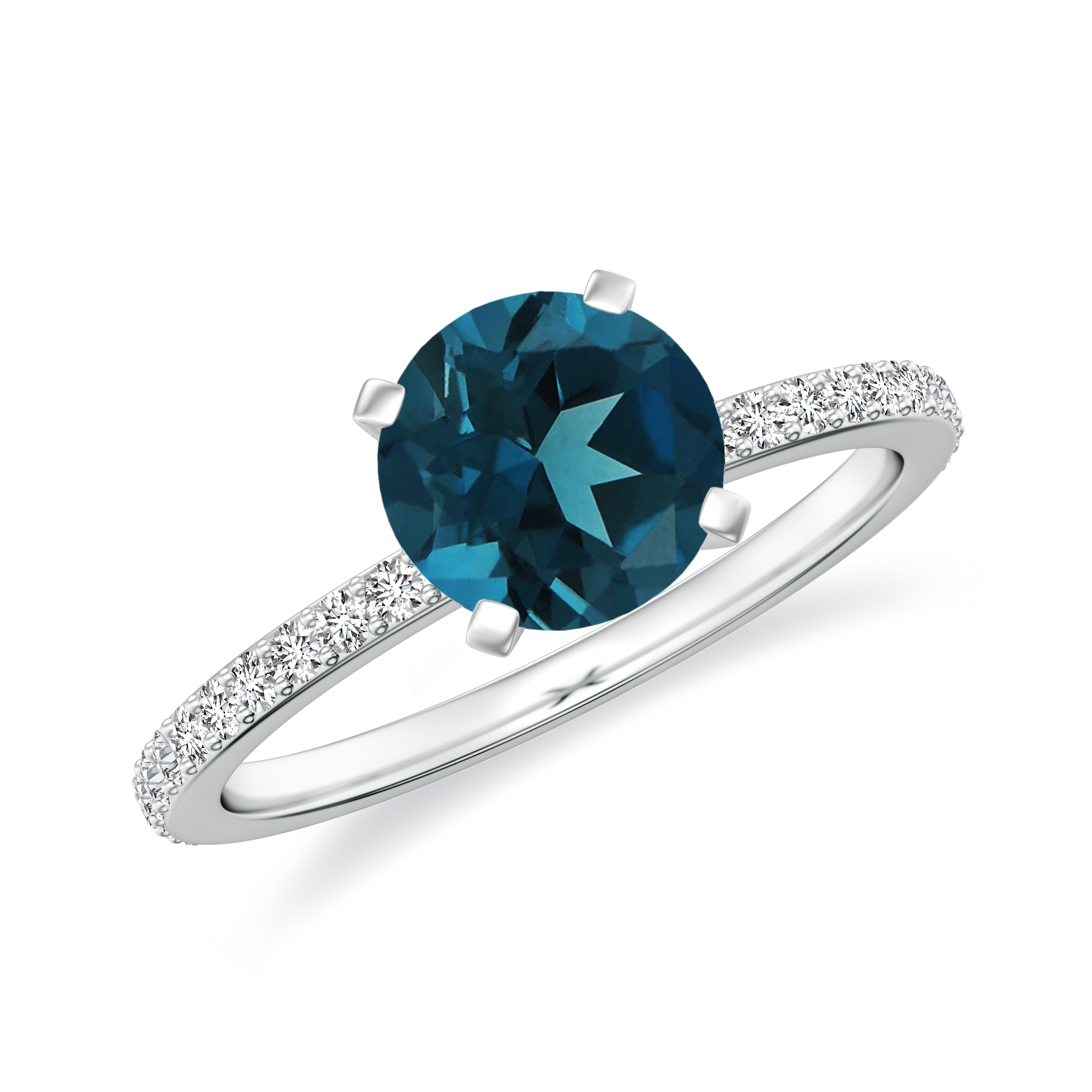 1.94 CT London Blue Topaz Moissanite Ring Side Stone Engagement Ring in ...