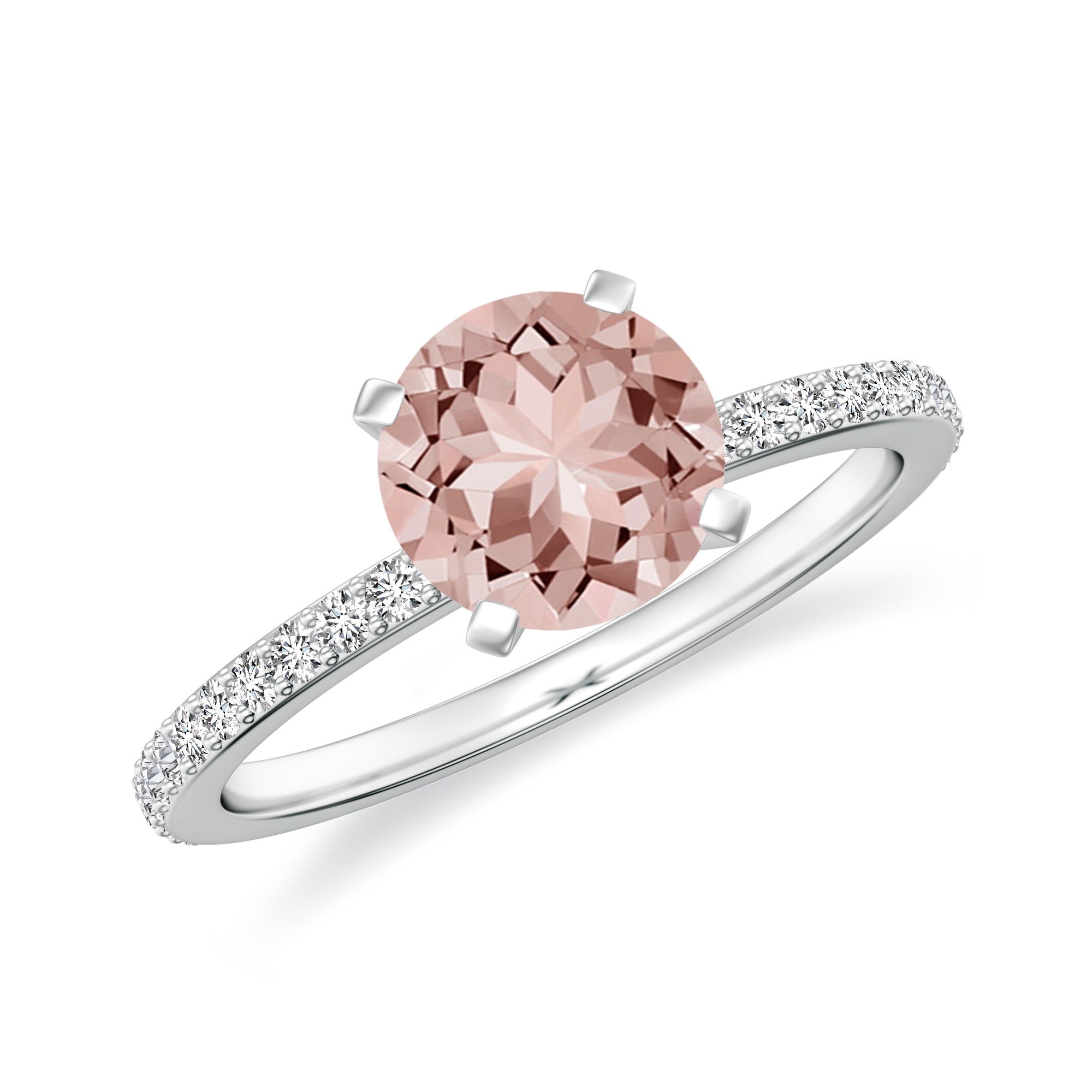 1.94 CT Morganite Moissanite Ring Side Stone Engagement Ring in ...