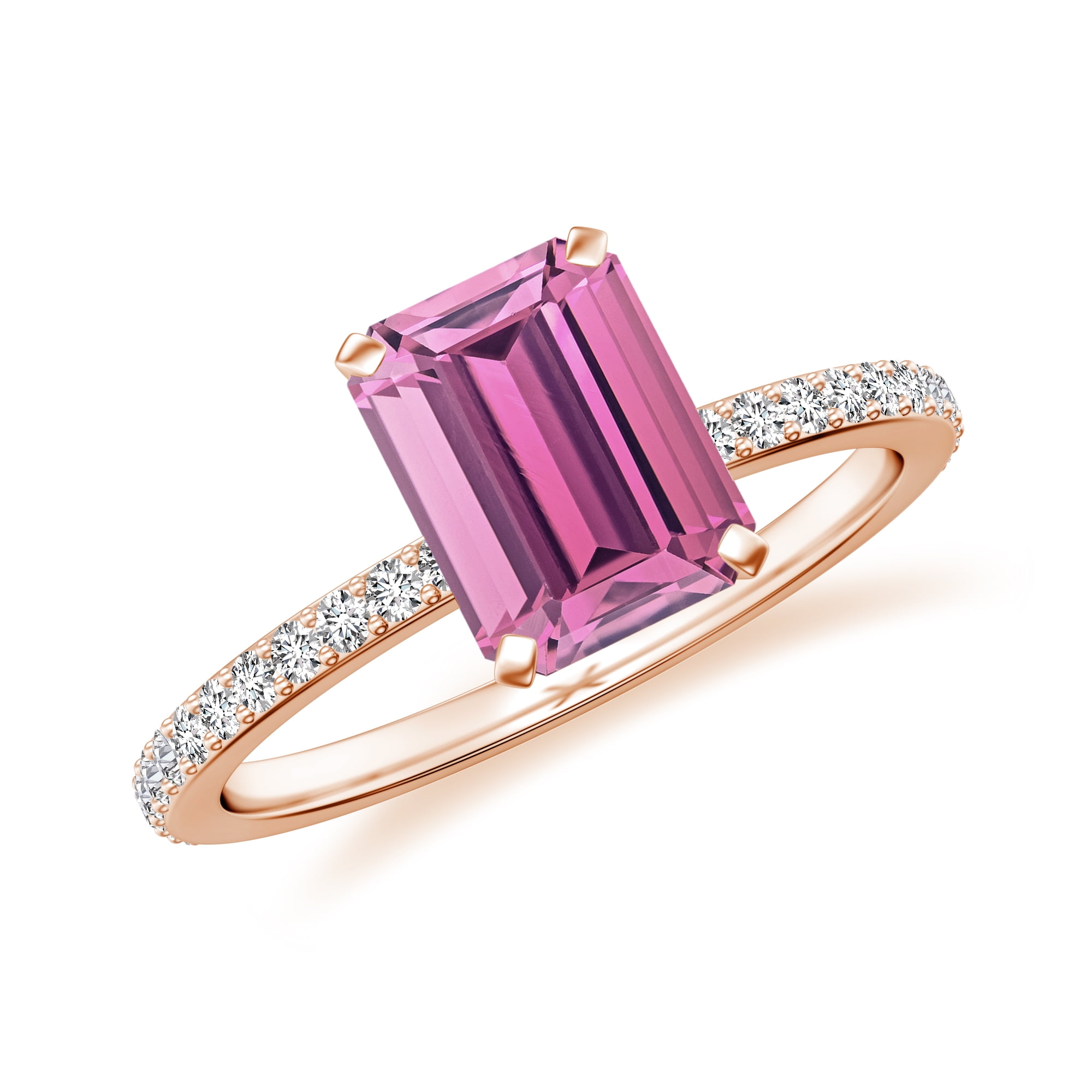 1.94 CT Pink Tourmaline Moissanite Ring Side Stone Engagement Ring in ...