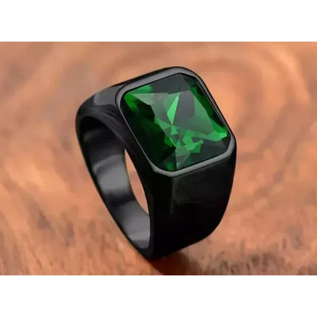 1.95 Ct Emerald Cut Lab Created Green Emerald Solitaire Men's Pinky ...