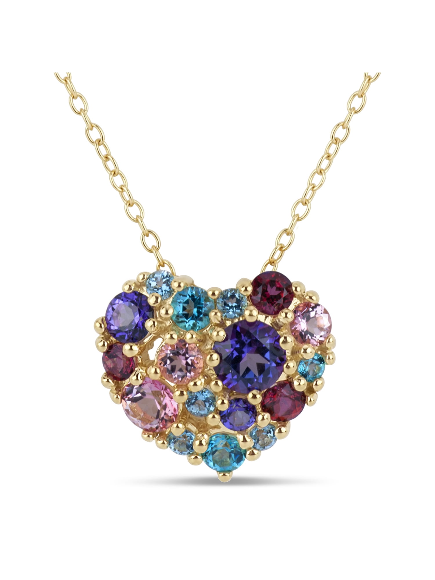 1.95ct Multicolor Topaz Heart Pendant in Gold Over Sterling Silver 18 ...