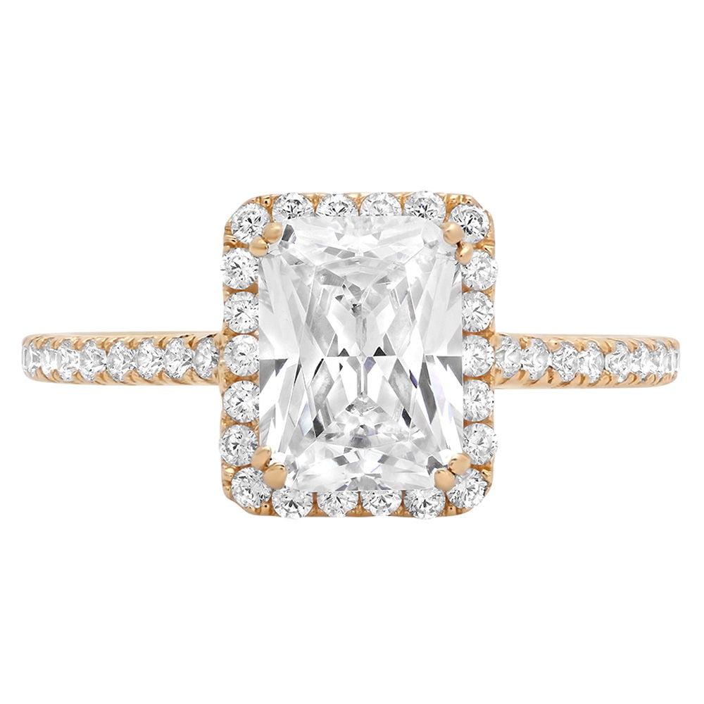 1.96 ct Emerald Cut Genuine Cultured Diamond VS1-VS2 G-H 18K Yellow ...