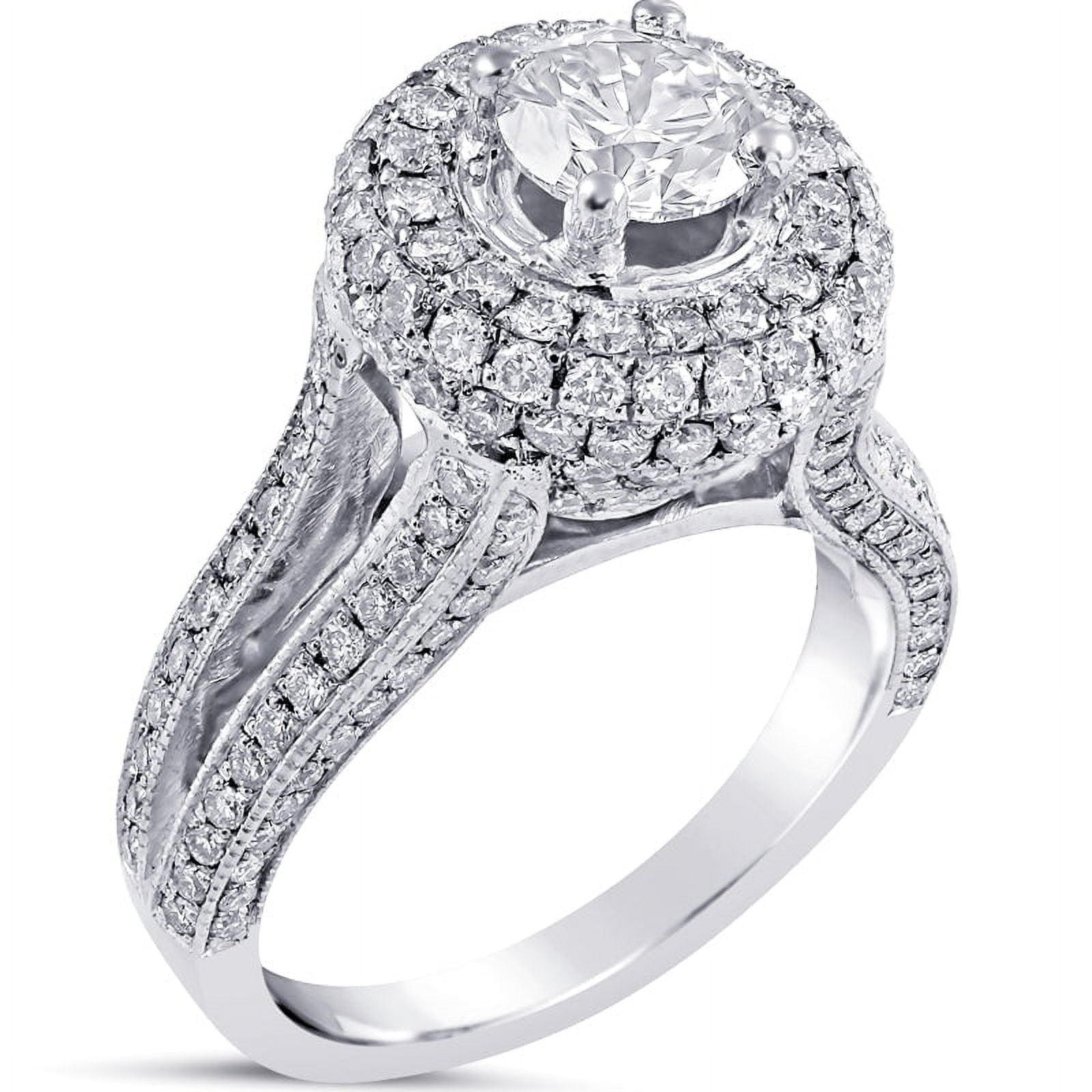 1.96CTW Round Cut Antique Style Double Halo Split Shank Diamond ...