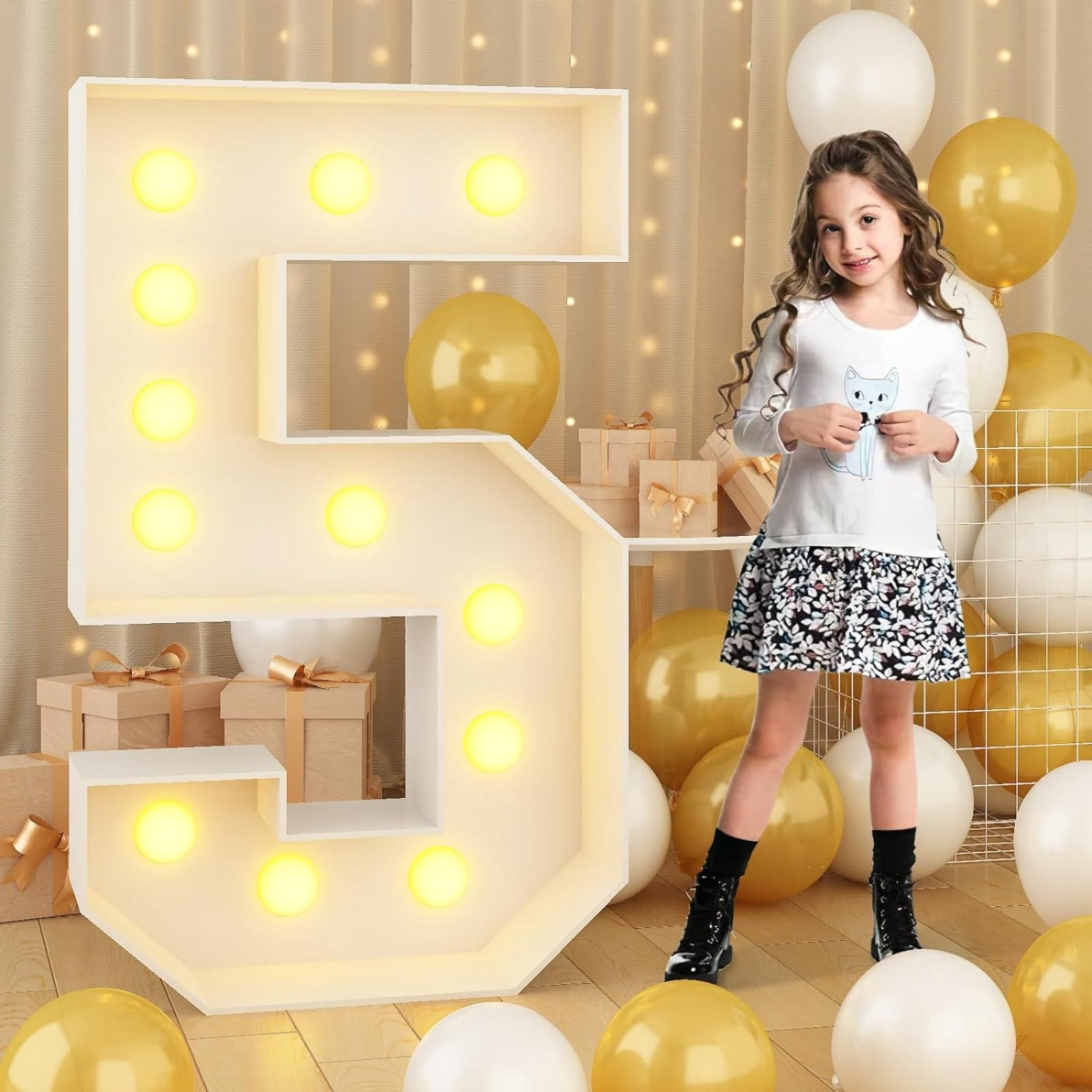 1.96ft Light up Numbers Pre-Cut Frame Giant Marquee Numbers Kit ...