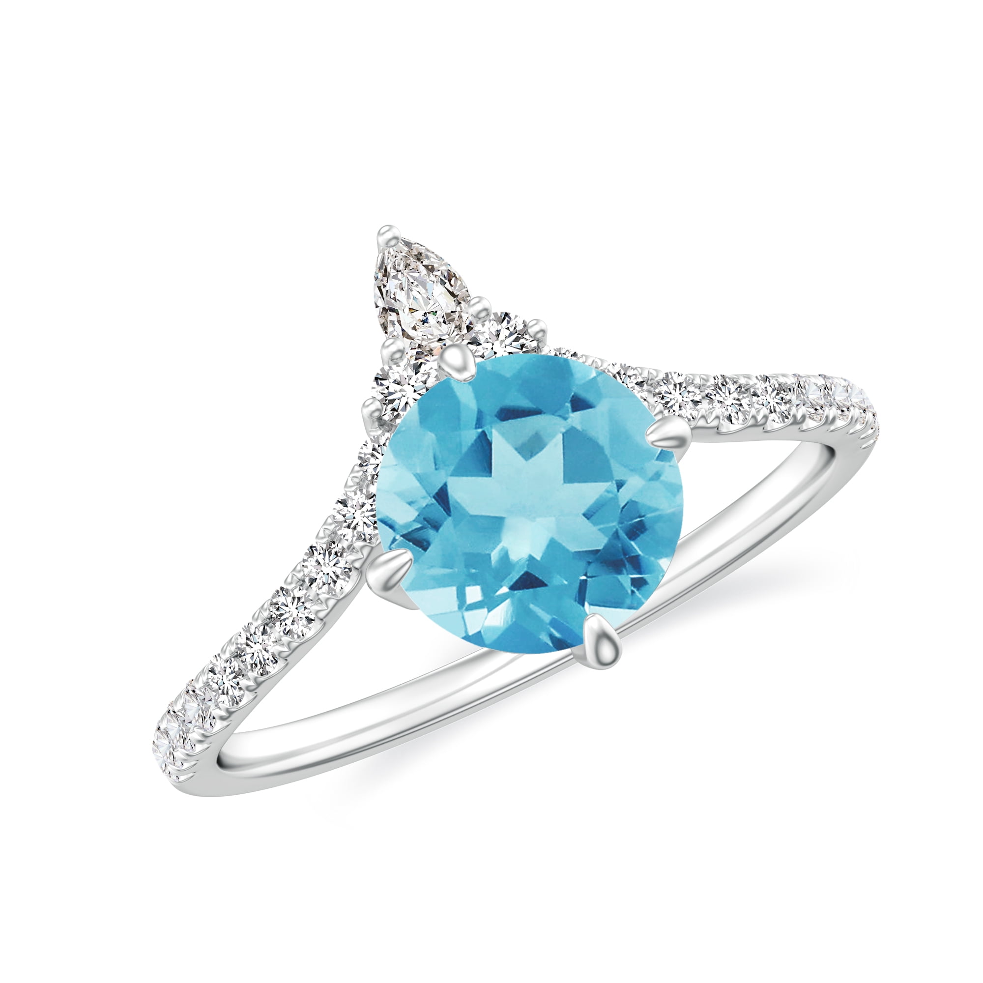 1.98 CT Blue Topaz Moissanite Tiara Dainty Engagement Ring in Sterling ...