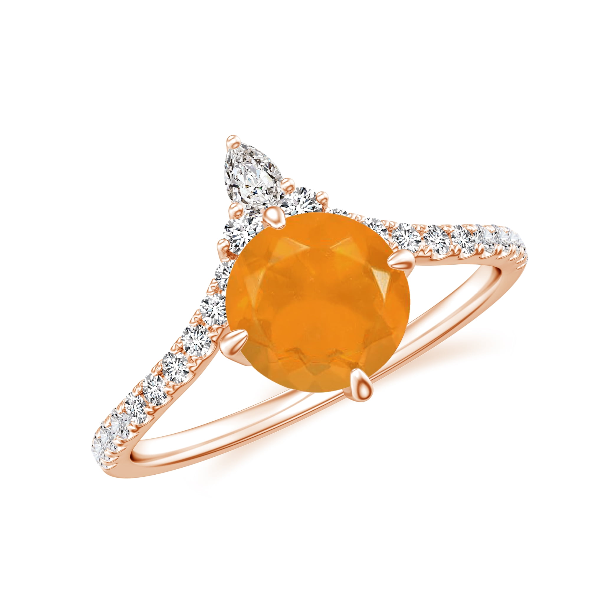 1.98 CT Fire Opal Moissanite Tiara Dainty Engagement Ring in Sterling ...