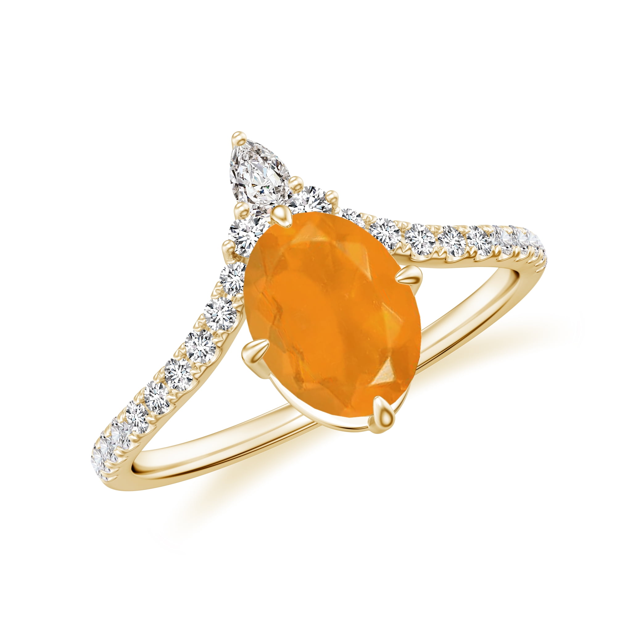 1.98 CT Fire Opal Moissanite Tiara Dainty Engagement Ring in Sterling ...