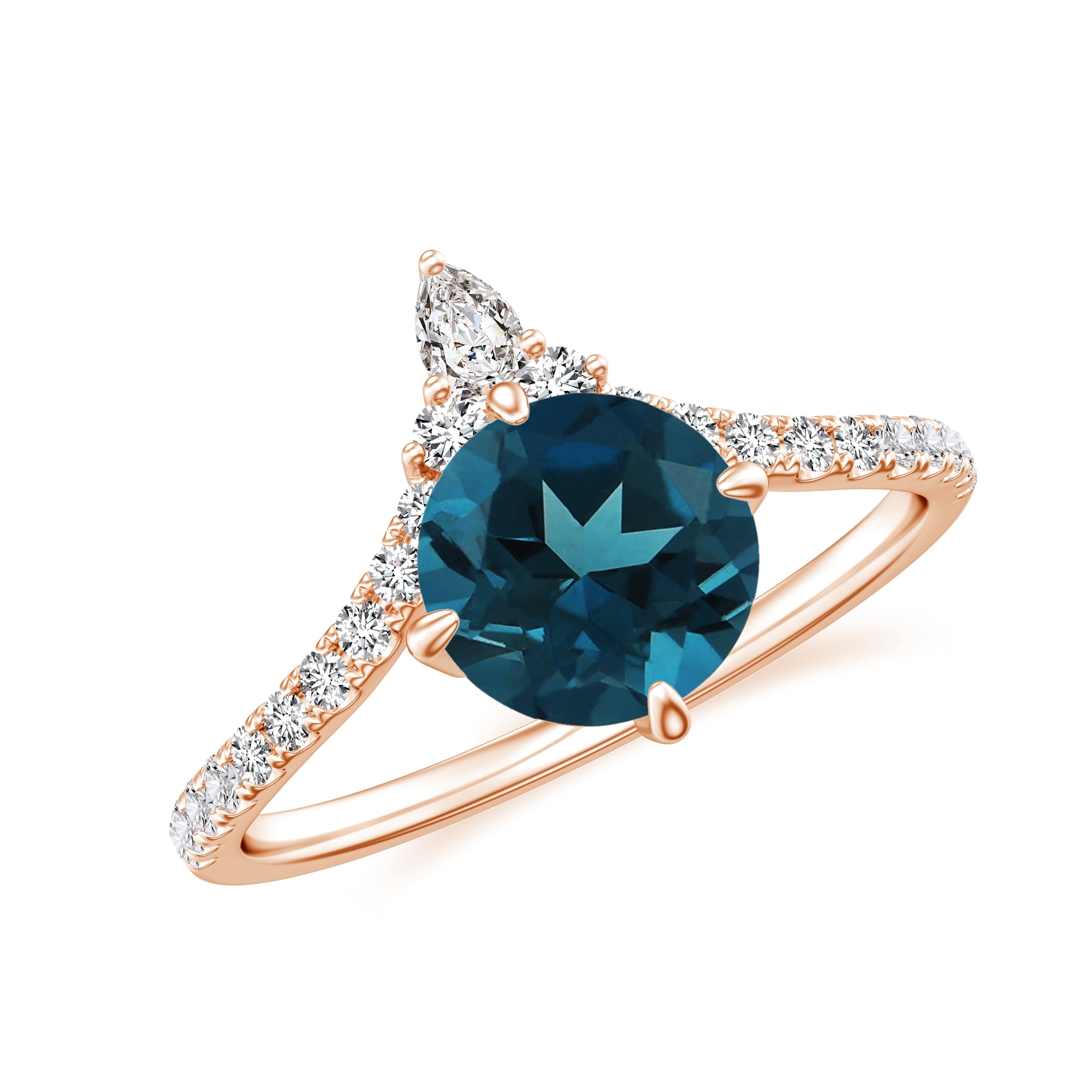 1.98 CT London Blue Topaz Moissanite Tiara Dainty Engagement Ring in ...