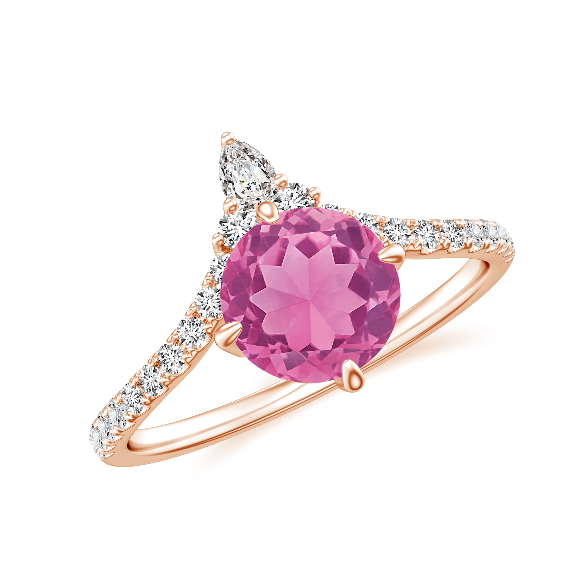 1.98 CT Pink Tourmaline Moissanite Tiara Dainty Engagement Ring in ...