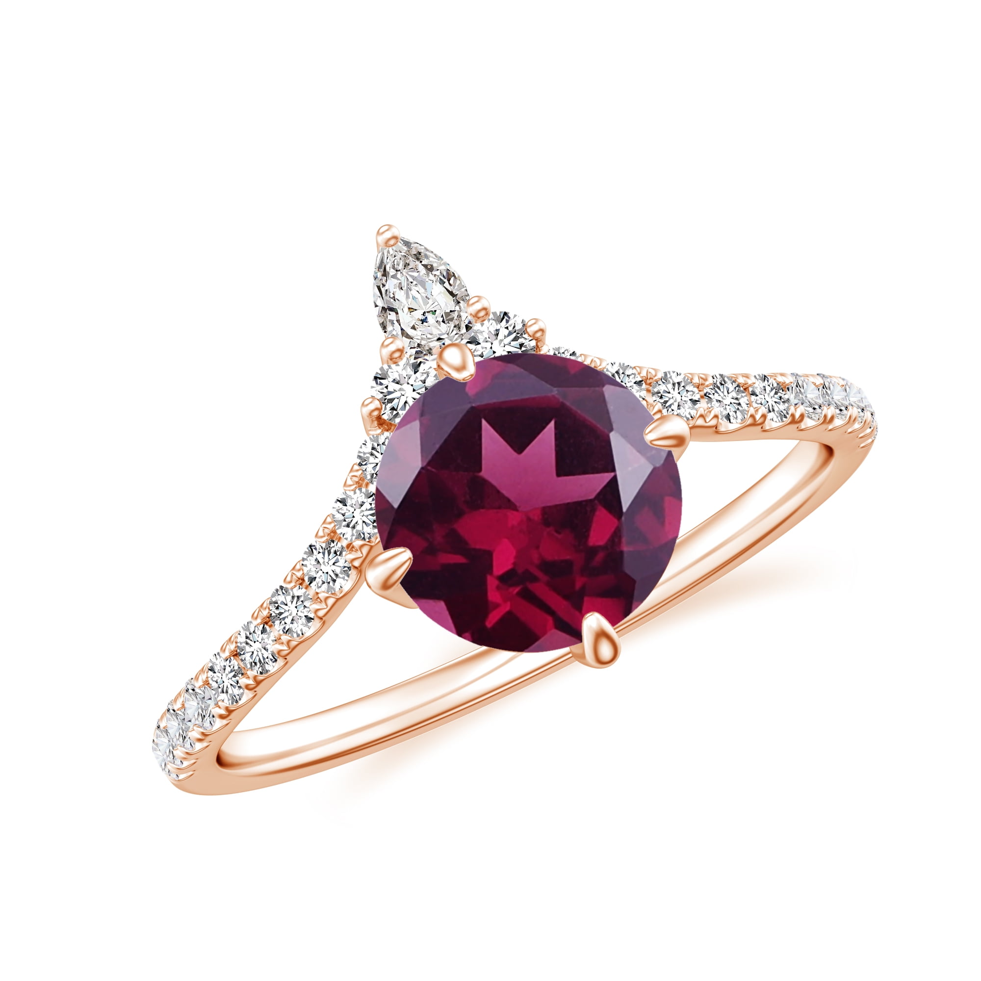 1.98 CT Rhodolite Moissanite Tiara Dainty Engagement Ring in Sterling ...