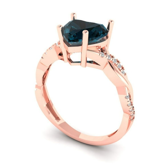 3ct Round Cut Blue Natural Swiss Blue Topaz 14k White Gold Engraving ...