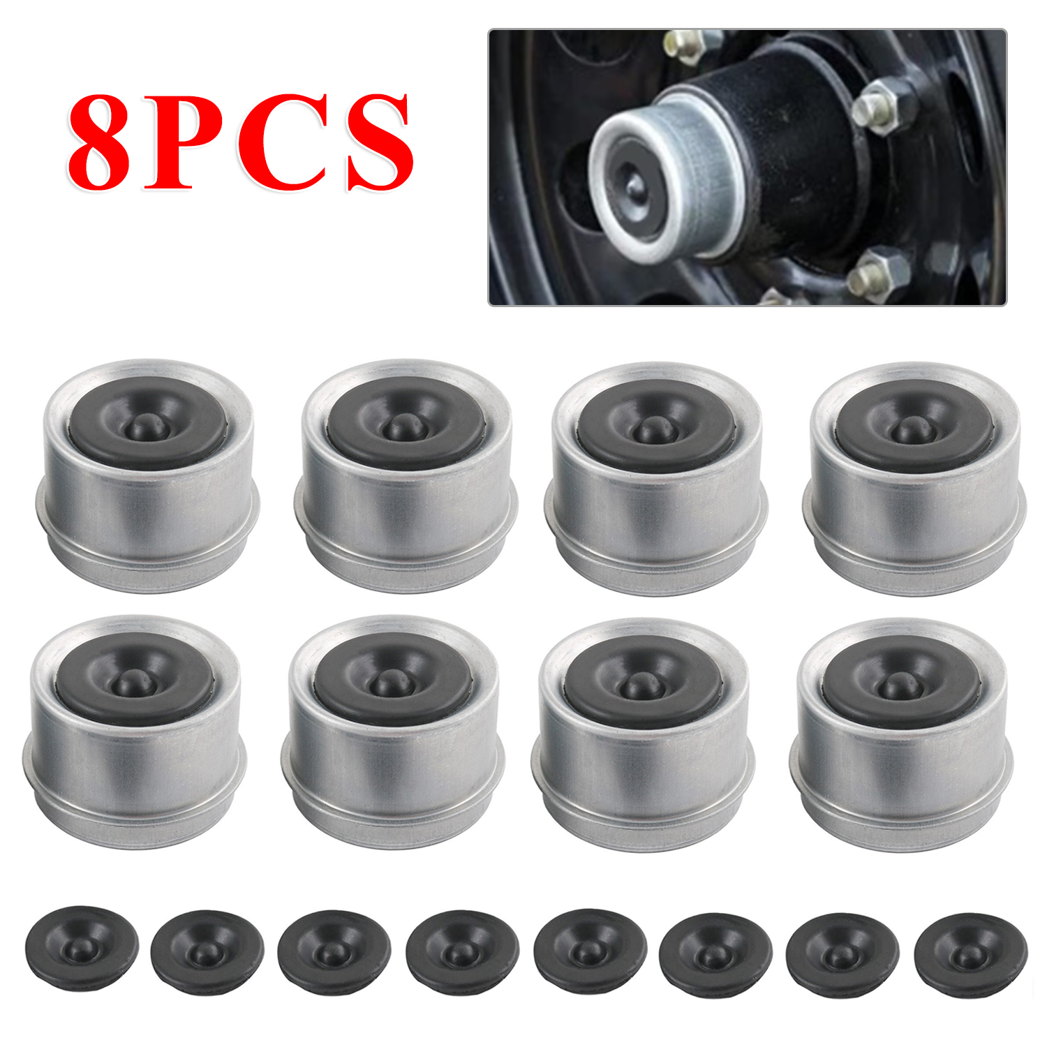 1.98inch Grease Hub Cap with Extra 4 Grease Rubber Plugs Trailer ...