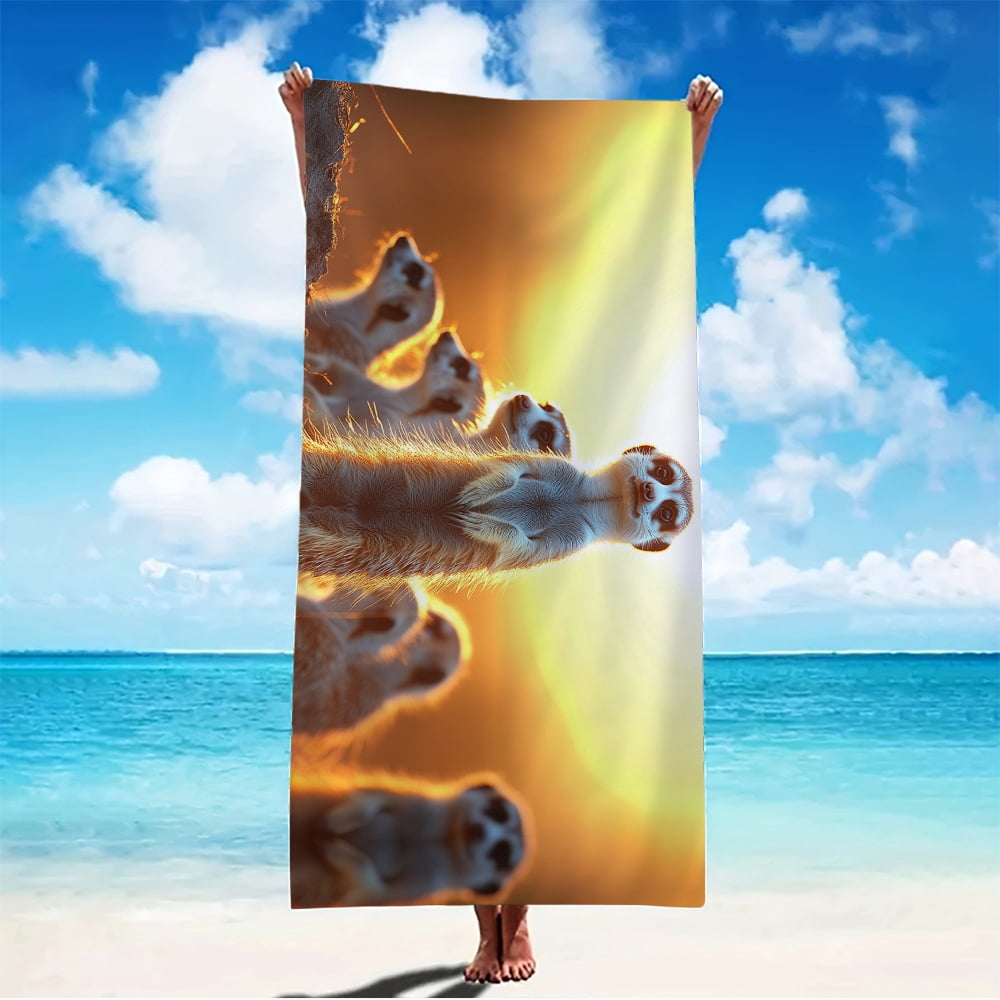 1 Adorable Mongoose Beach Towel - Lightweight Retro Design with Vivid ...