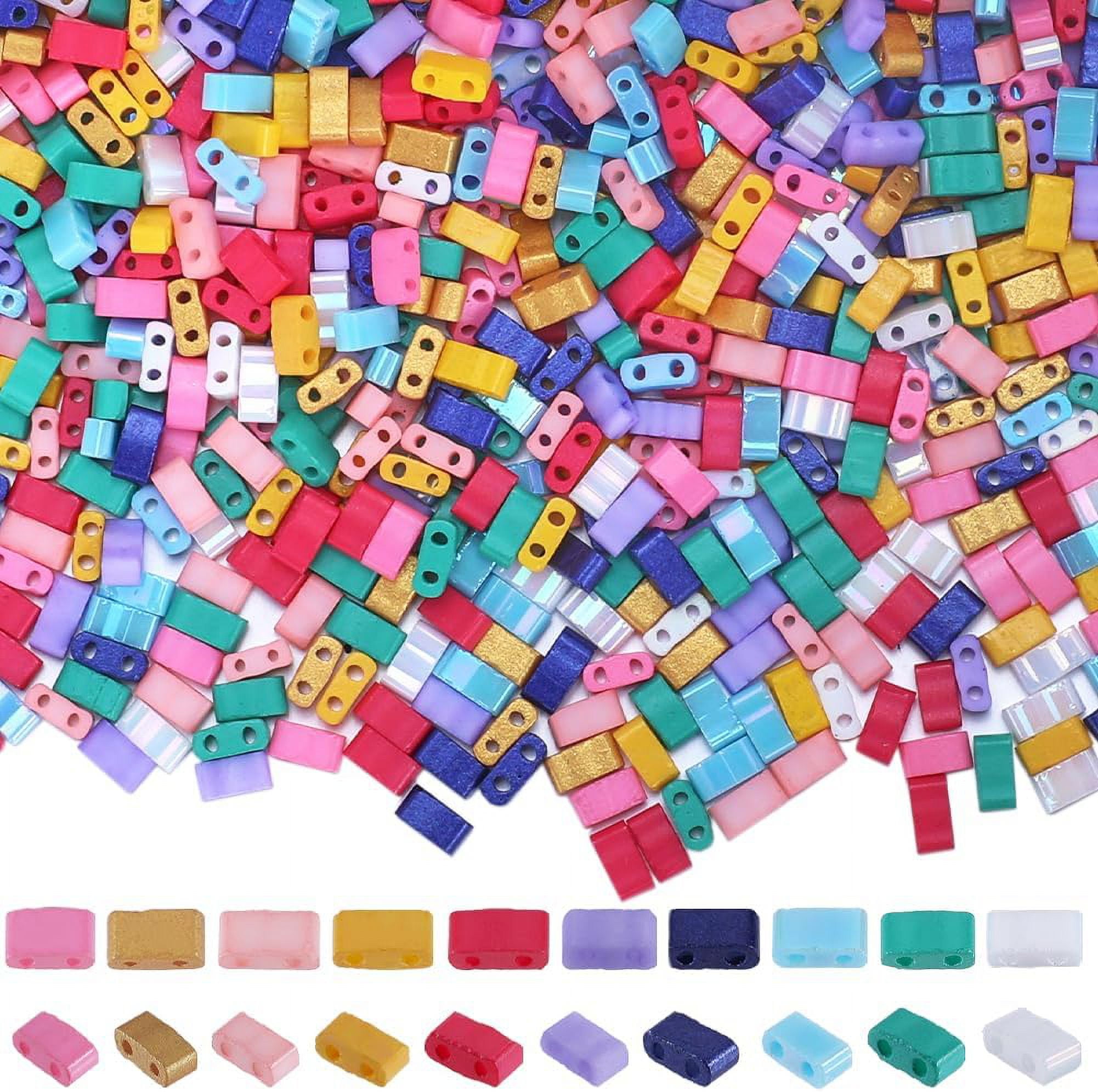 1 B0X 800Pcs 10 Colors 2 Hole Square Beads Small Rectangle Beads Acylic ...