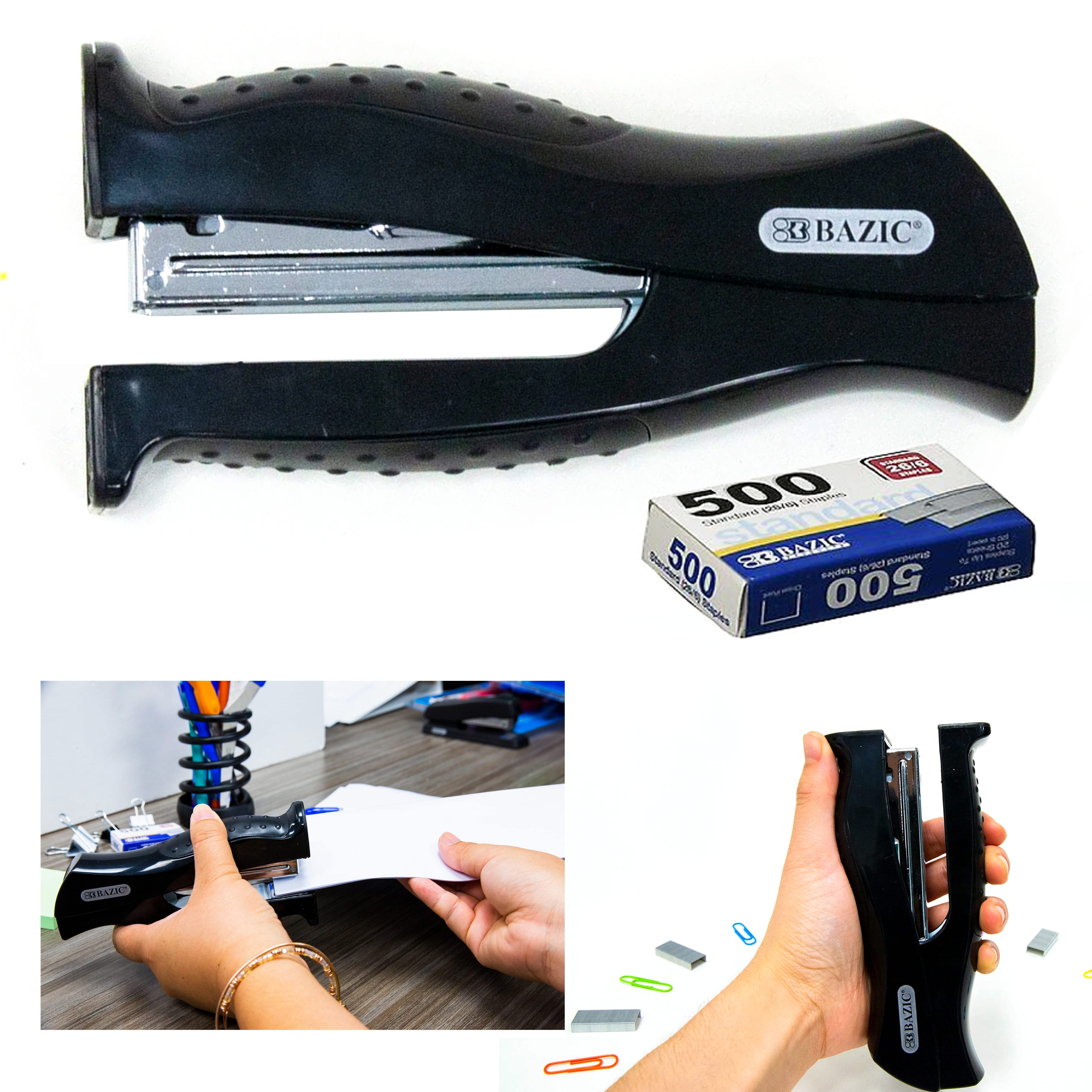 1 BAZIC Stand Up Stapler 500ct Refill Staples Handheld Office Desktop ...
