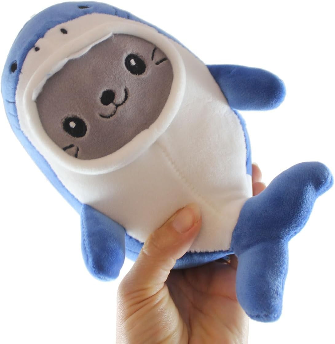 1 BLUE SHARK Plush Seal in Costume - Stuffed Animal Toy - Soft Plushie ...