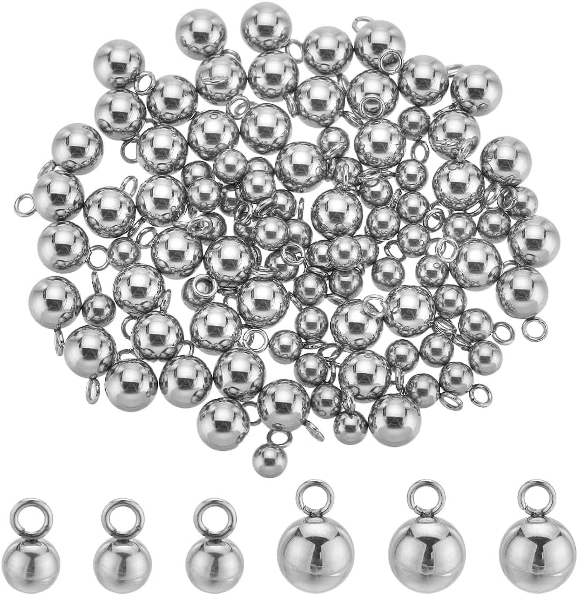 1 BOX 100PCS Stainless Steel Ball Charms Silver Sphere Charms Metal ...